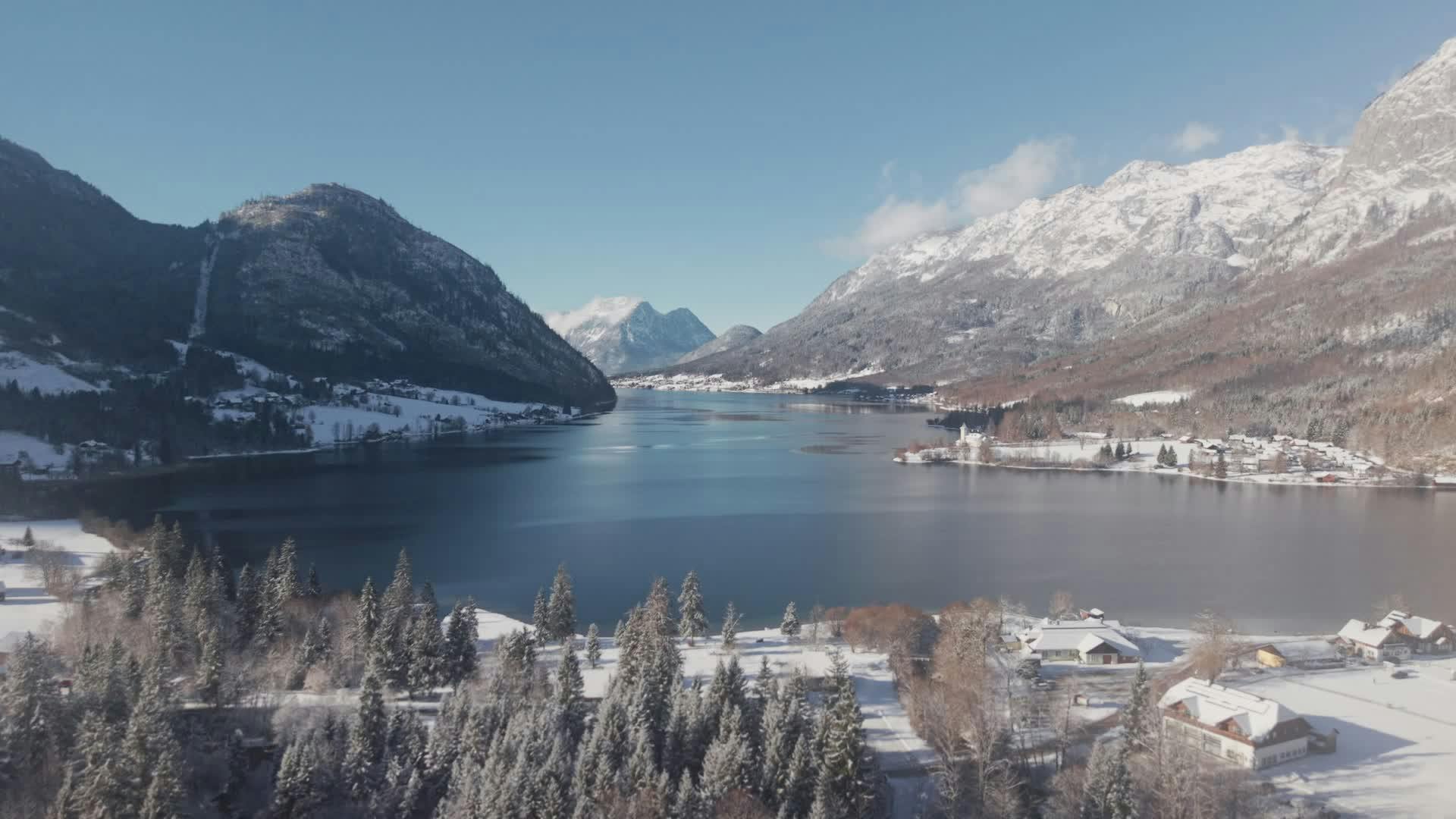 Serene Winter Lake Amidst Snowy Mountains Free Stock Video Footage ...