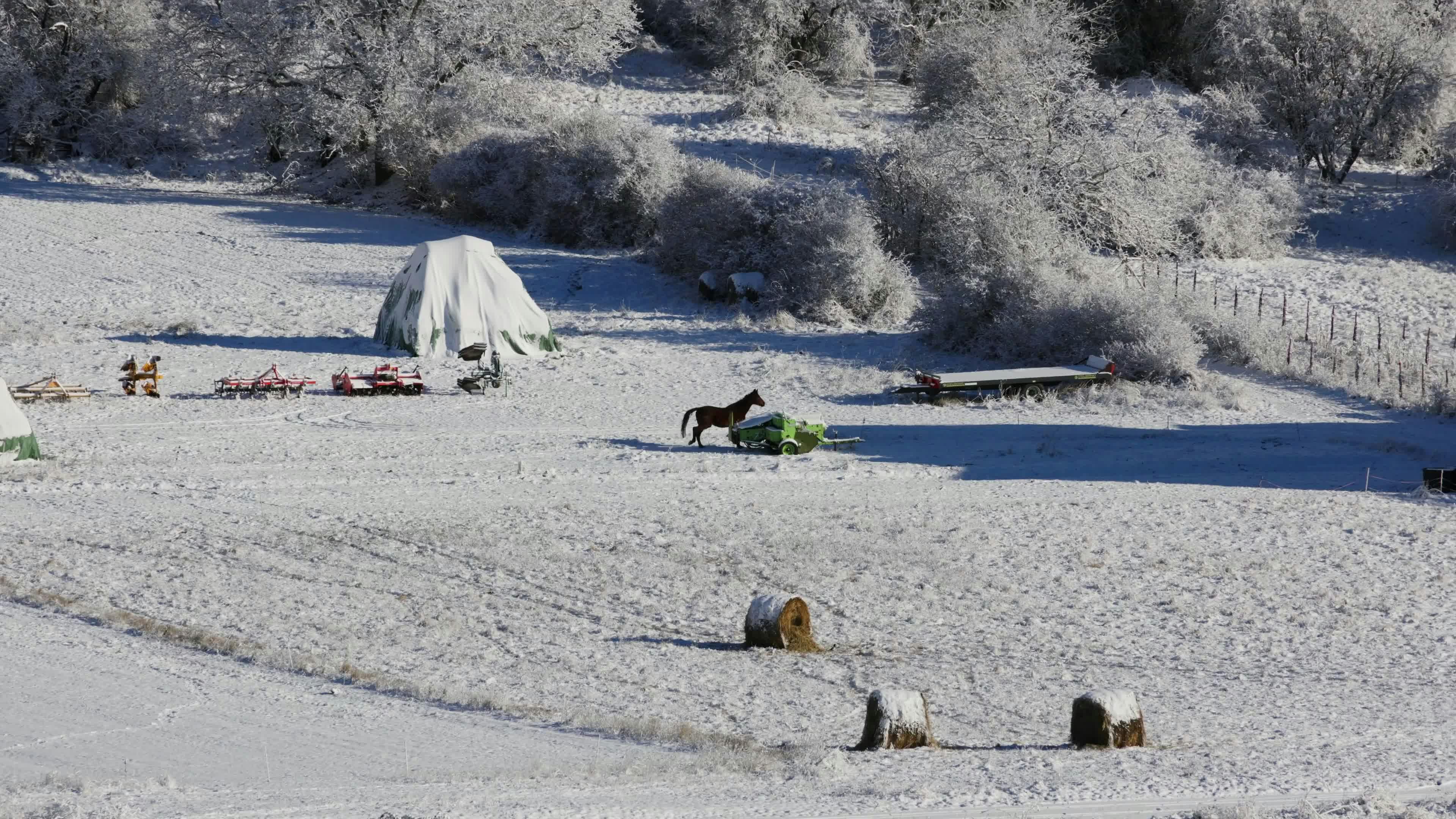 Winter Wonderland: Snowy Countryside Farm Free Stock Video Footage ...