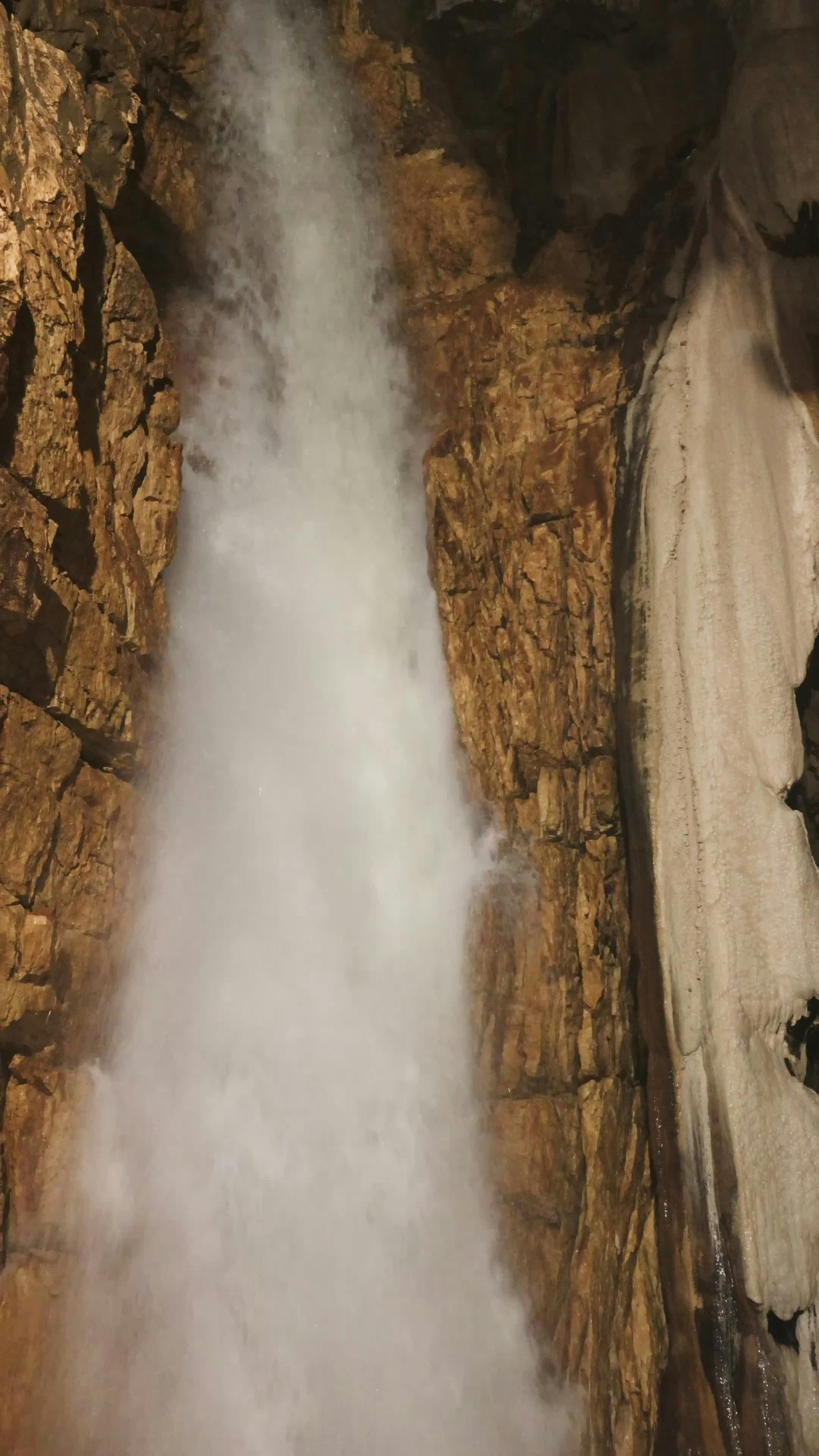 Majestic Waterfall Cascading in a Cave Free Stock Video Footage ...