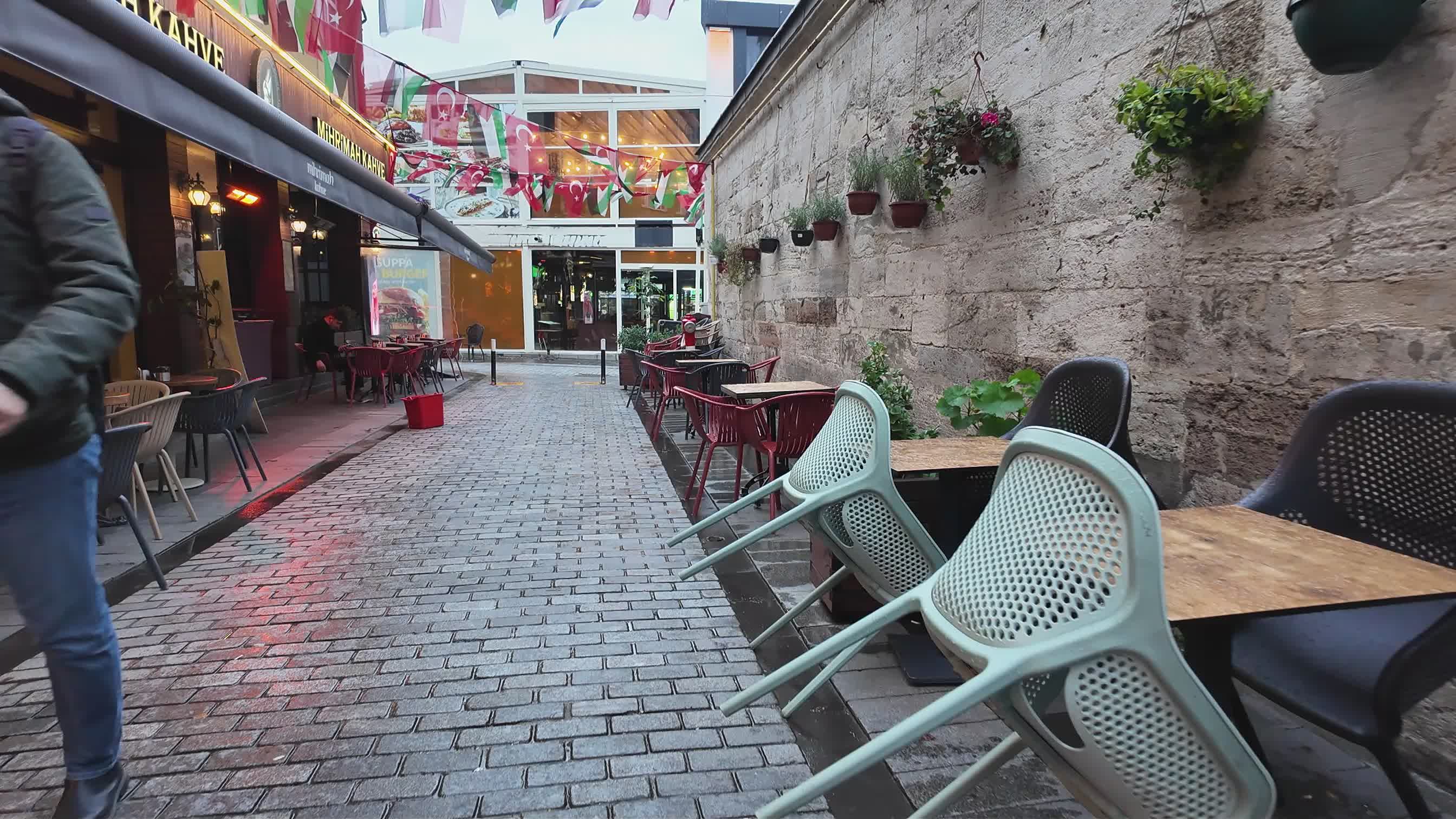 Charming Outdoor Cafe Alleyway with Decor Free Stock Video Footage ...