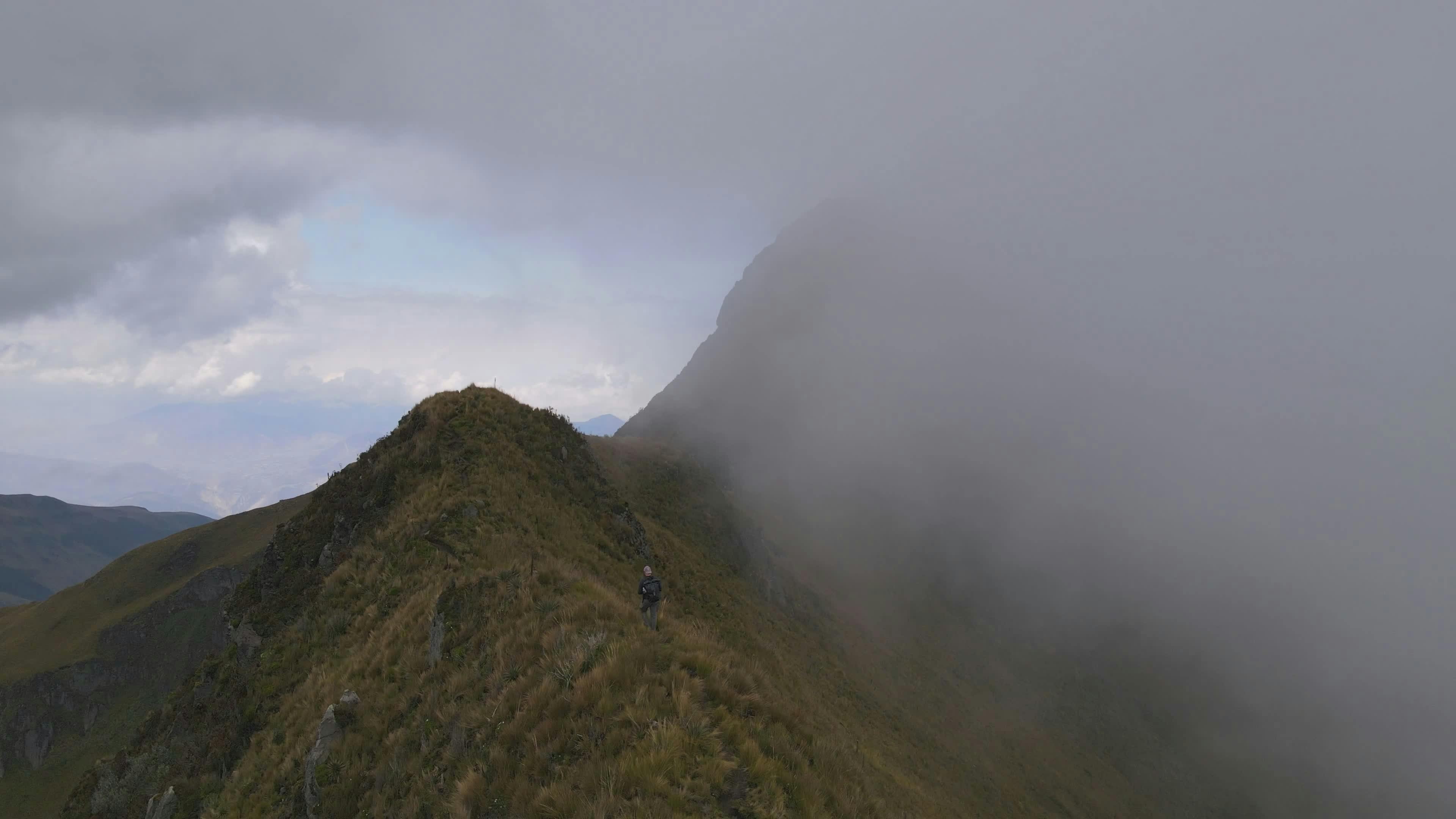 Dramatic Aerial View of Misty Mountain Free Stock Video Footage ...