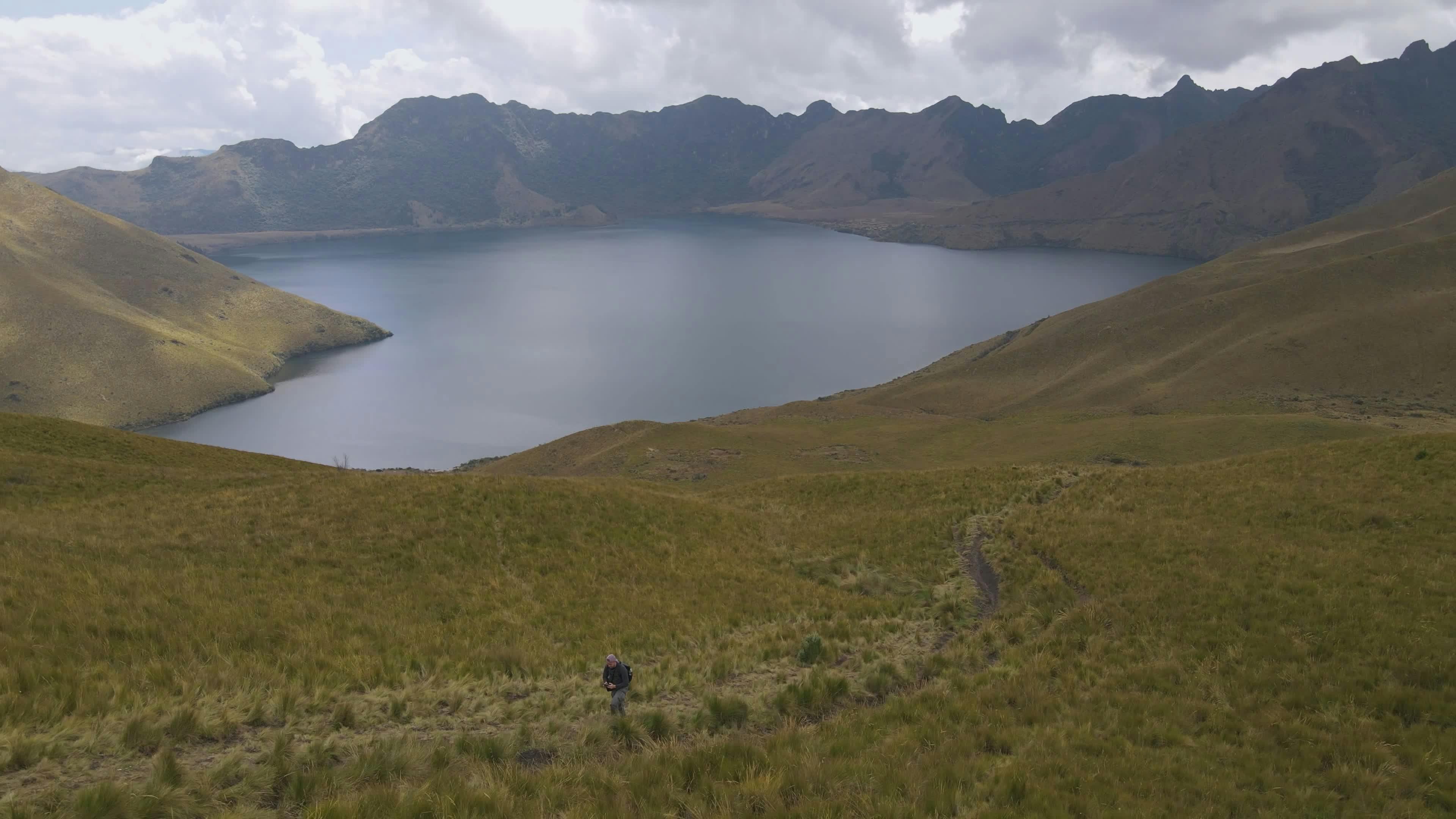 Drone Footage of Peaceful Mountain Lake in Ecuador Free Stock Video ...