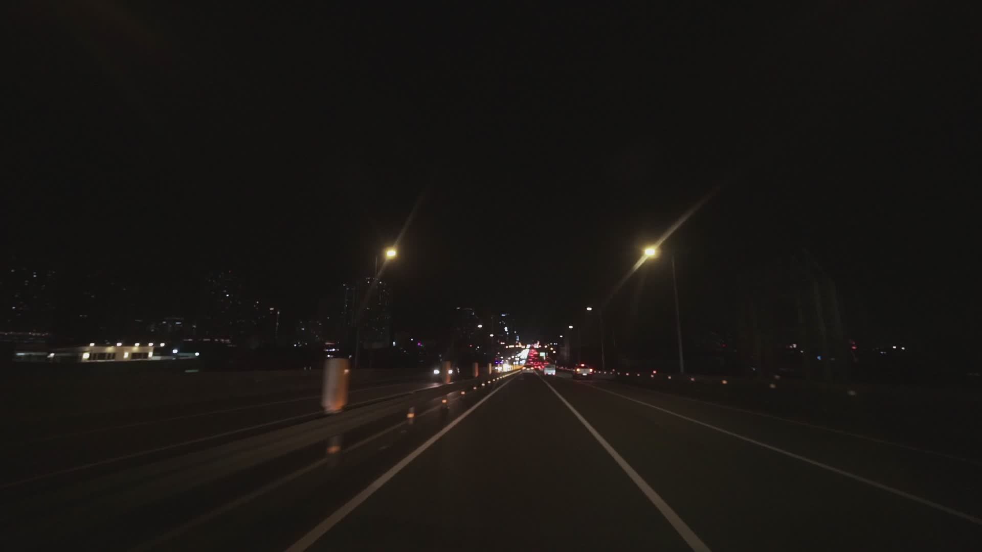 Nighttime Highway Drive with City Lights Free Stock Video Footage ...