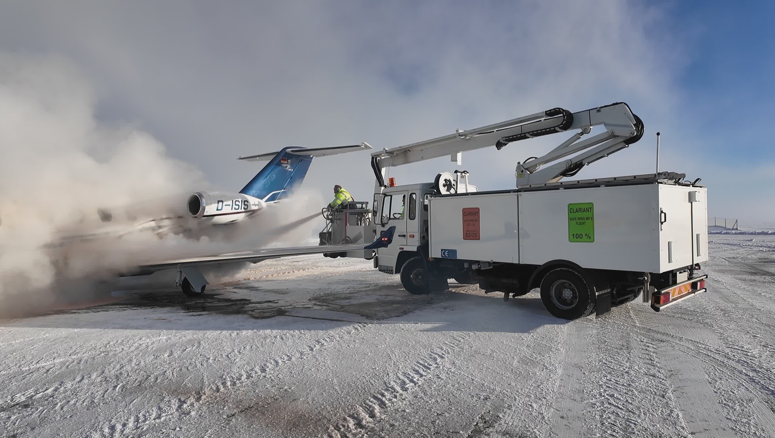 Aircraft Deicing Procedure on Snow-Covered Runway Free Stock Video ...
