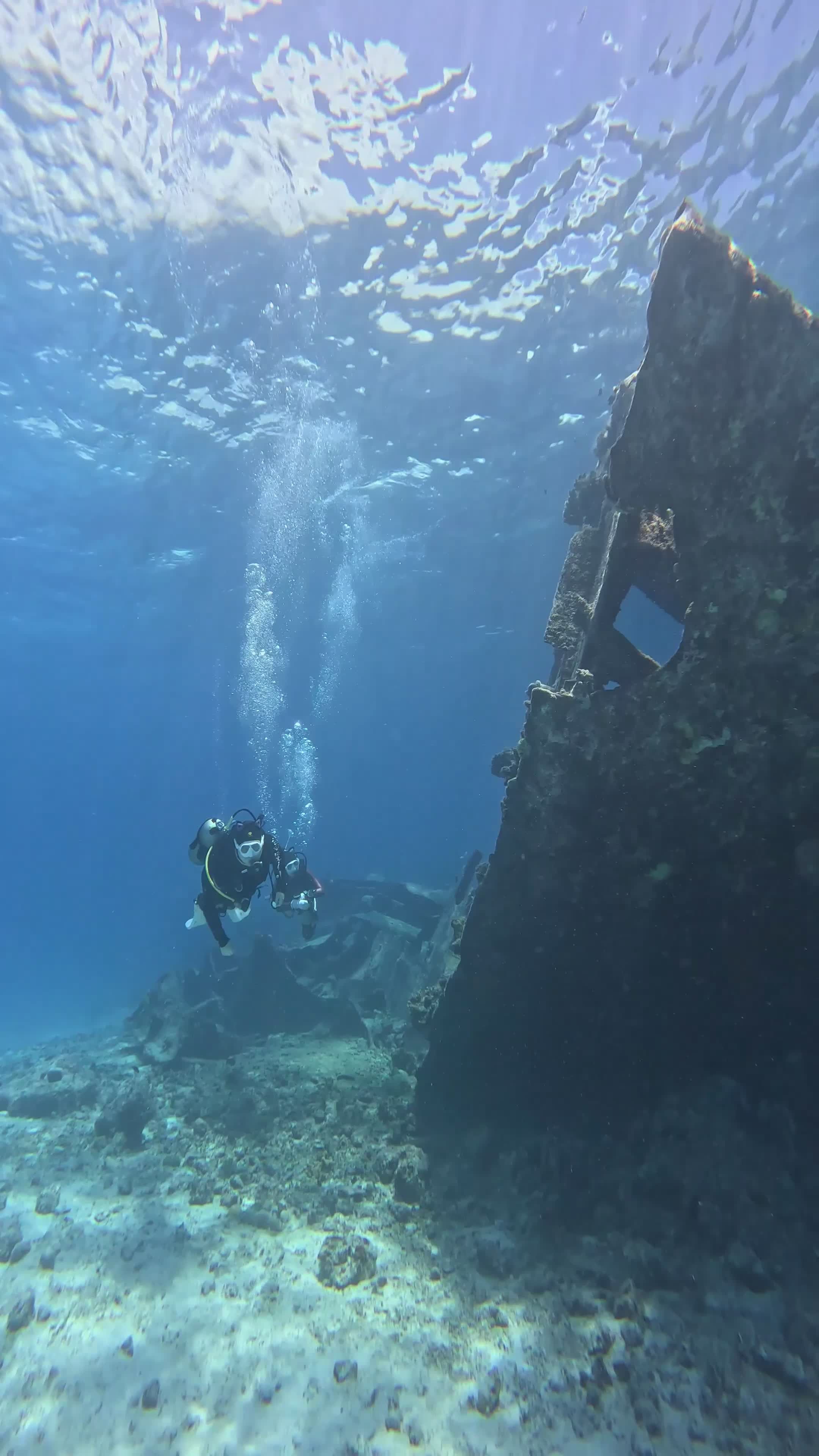 Scuba Diving Adventure by Sunken Shipwreck Free Stock Video Footage ...