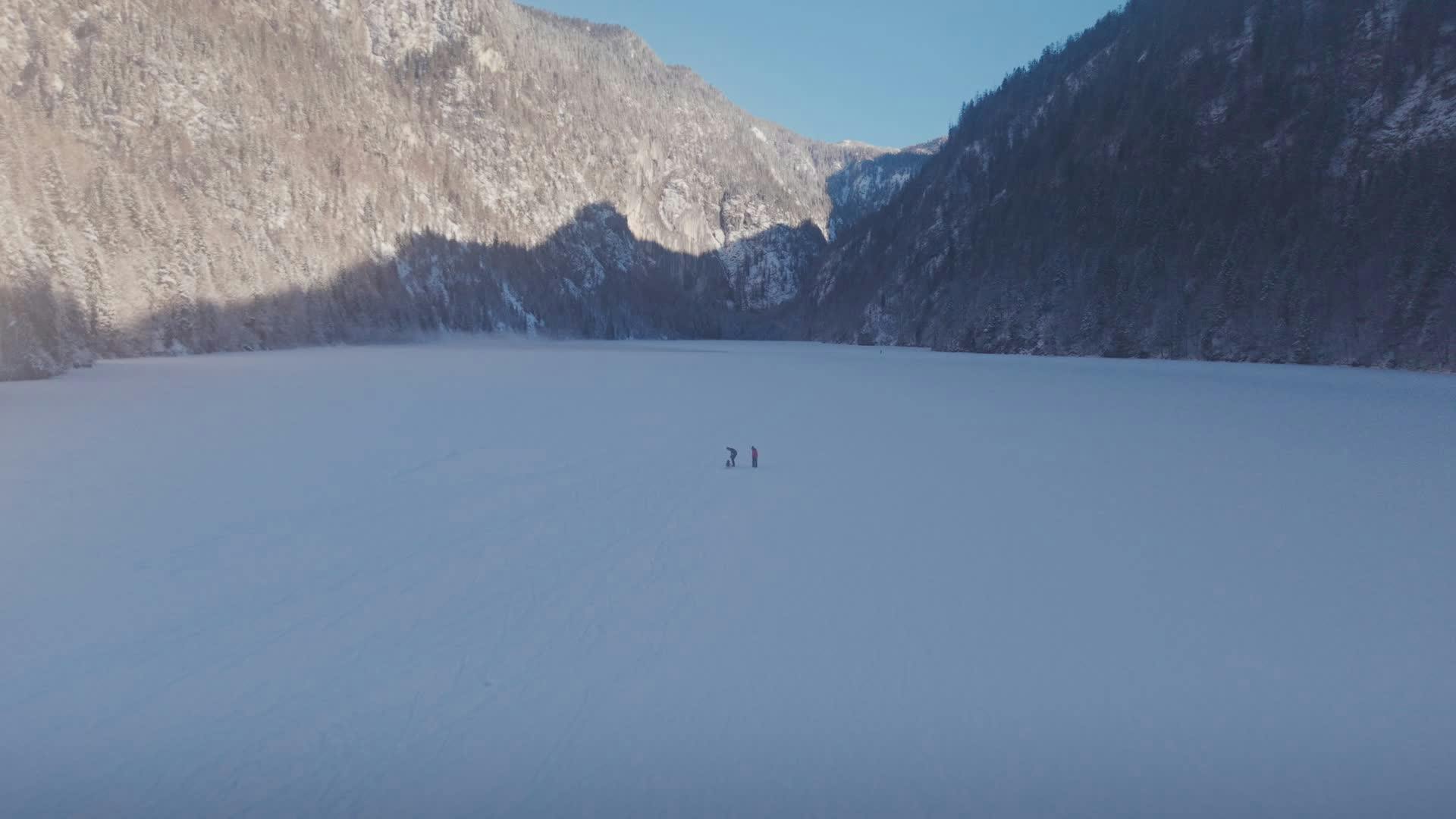 Scenic Winter Hike Across Frozen Lake Free Stock Video Footage, Royalty-Free 4K & HD Video Clip
