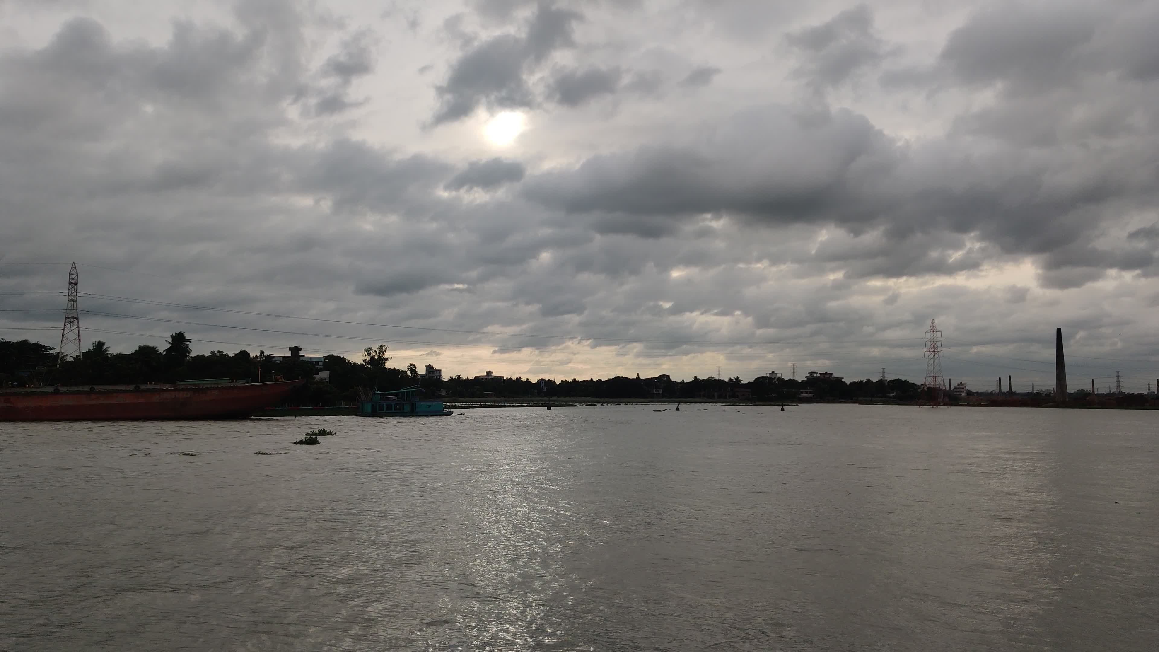 Cloudy River View with Boats and Skyline Free Stock Video Footage ...