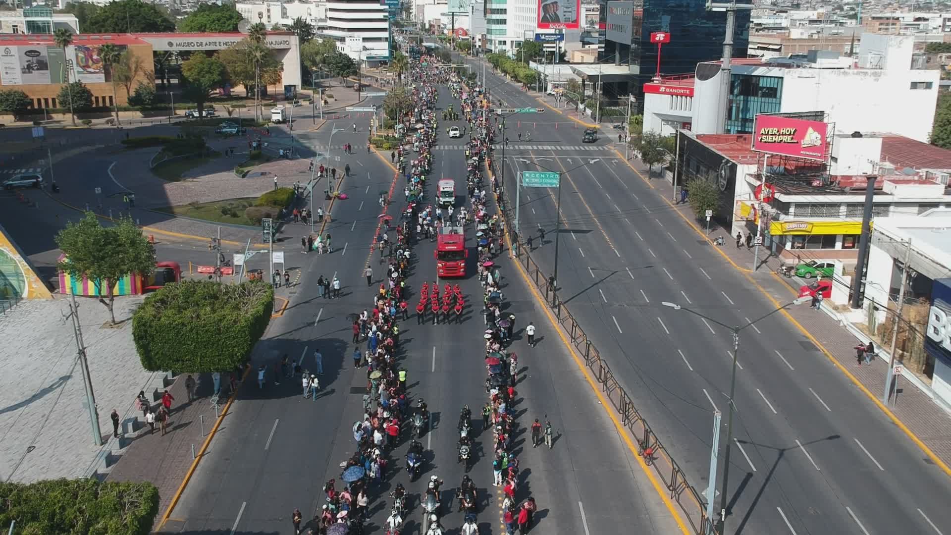 Aerial View of City Parade on Busy Street Free Stock Video Footage ...
