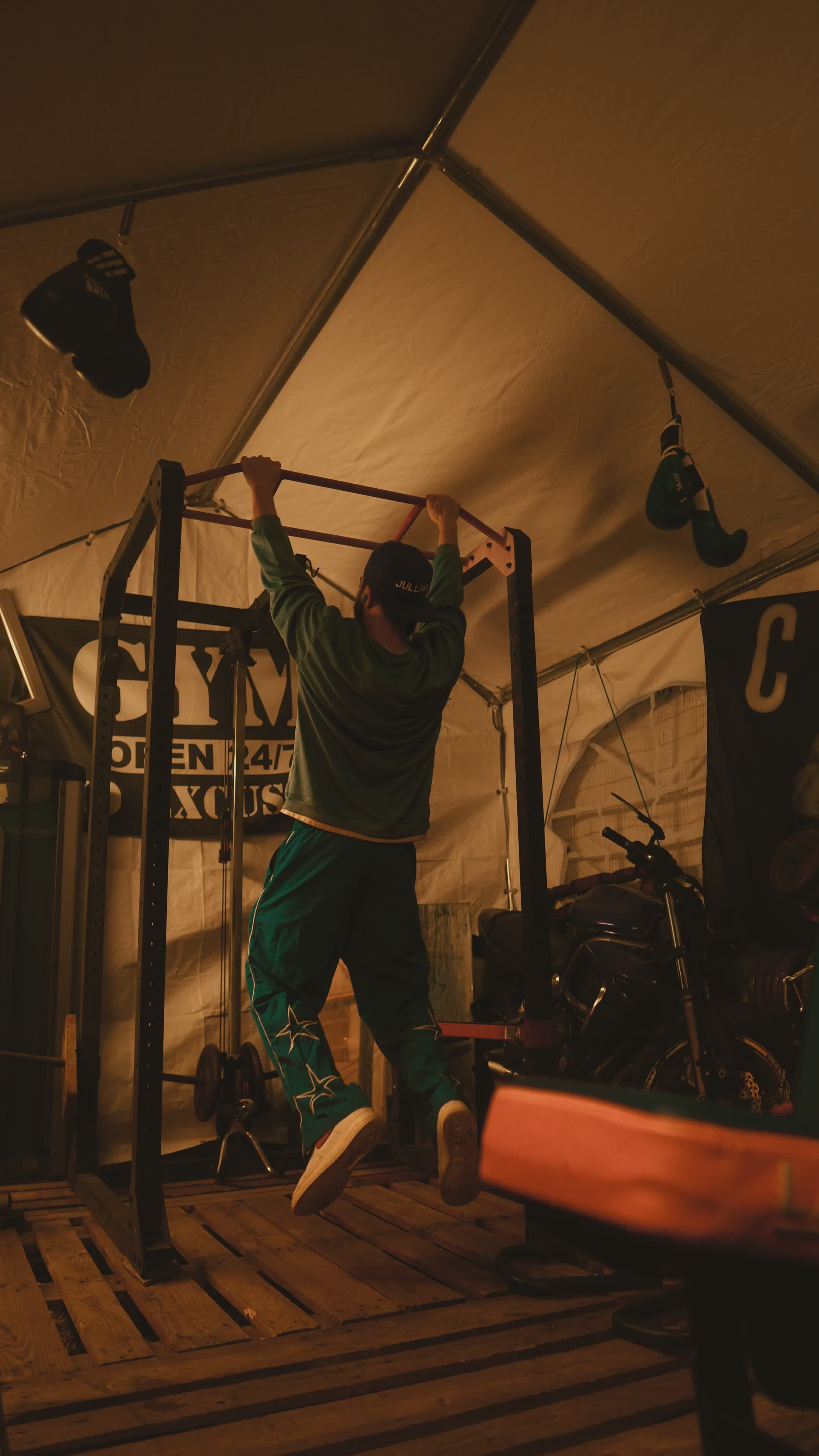 Intense Indoor Workout on Pull-Up Bars Free Stock Video Footage ...