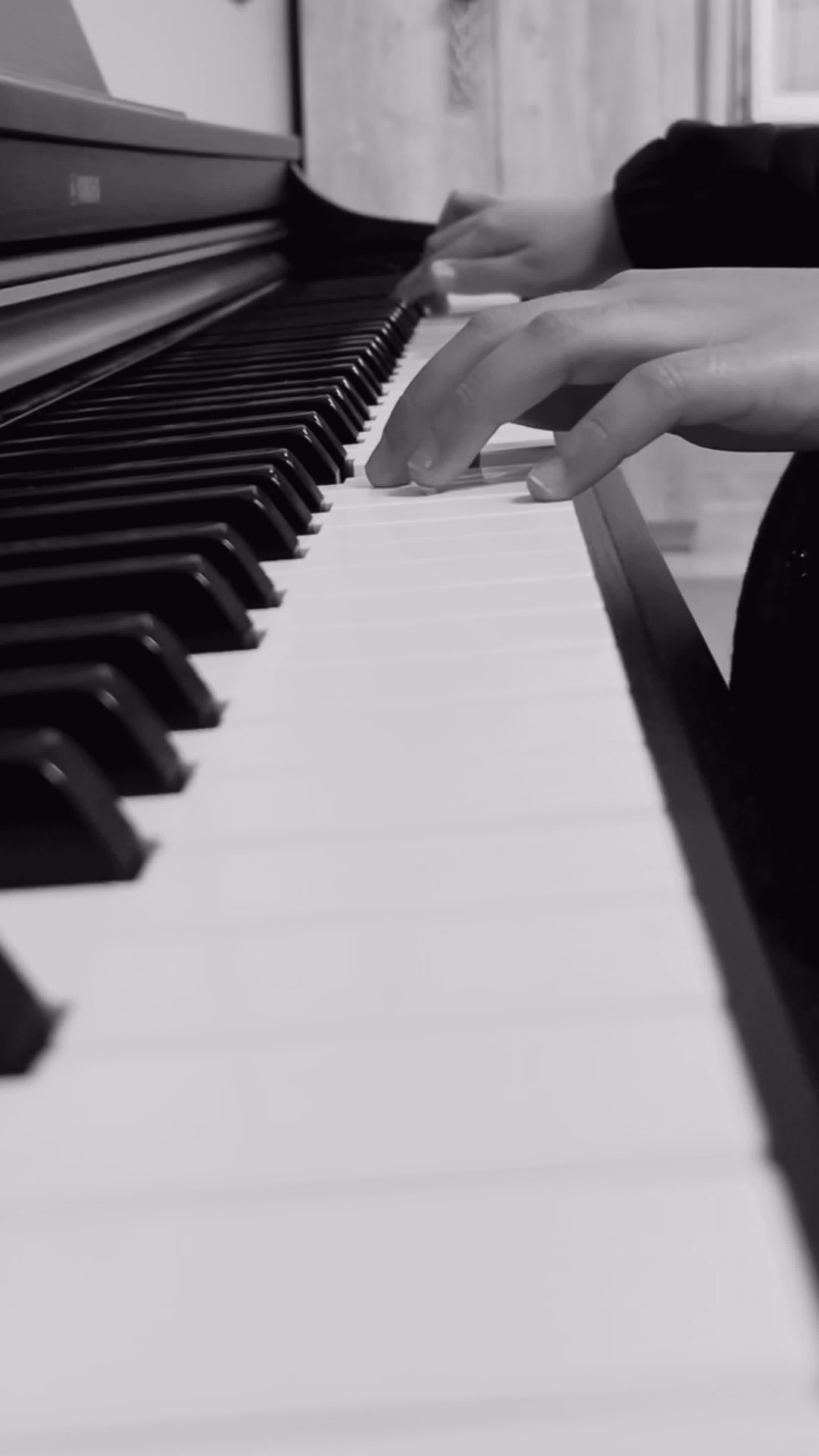 Primer Plano De Manos Tocando Las Teclas Del Piano En Blanco Y Negro ...
