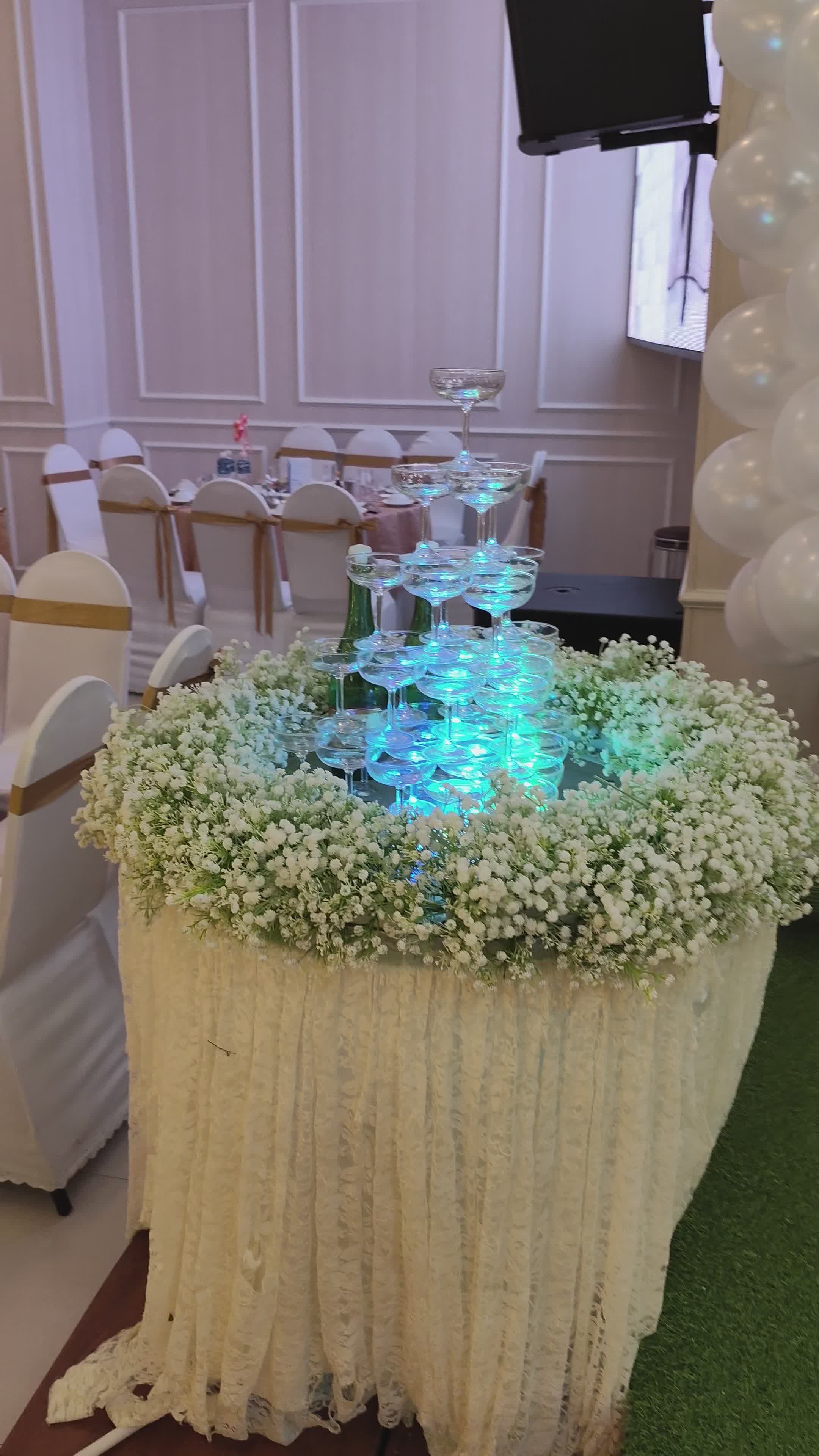 Elegant Wedding Reception Champagne Tower Free Stock Video Footage ...