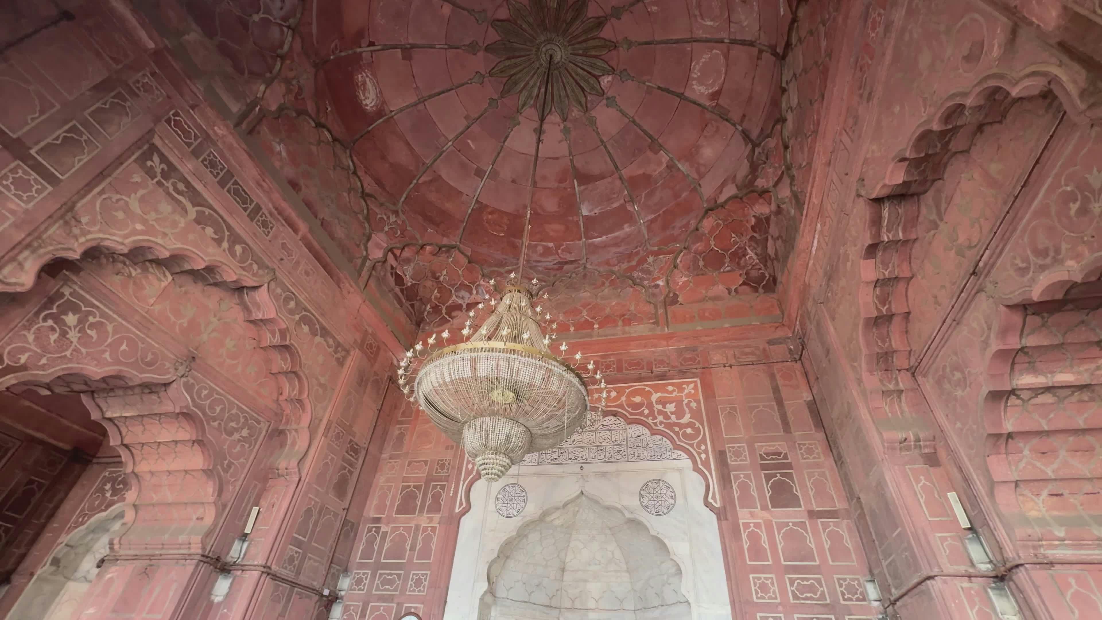 Intricate Mughal Architecture Interior Shot Free Stock Video Footage ...