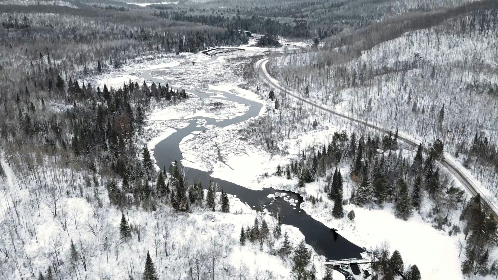 Aerial Footage Of The River Covered With Ice · Free Stock Video