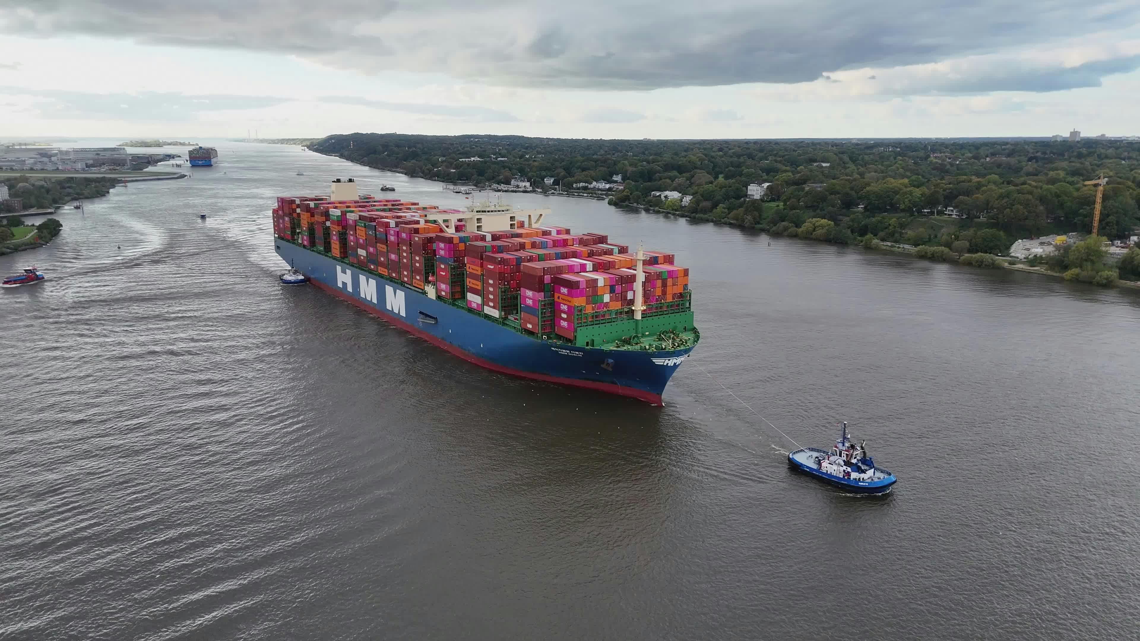 Massive Cargo Ship Navigating a River Free Stock Video Footage, Royalty ...