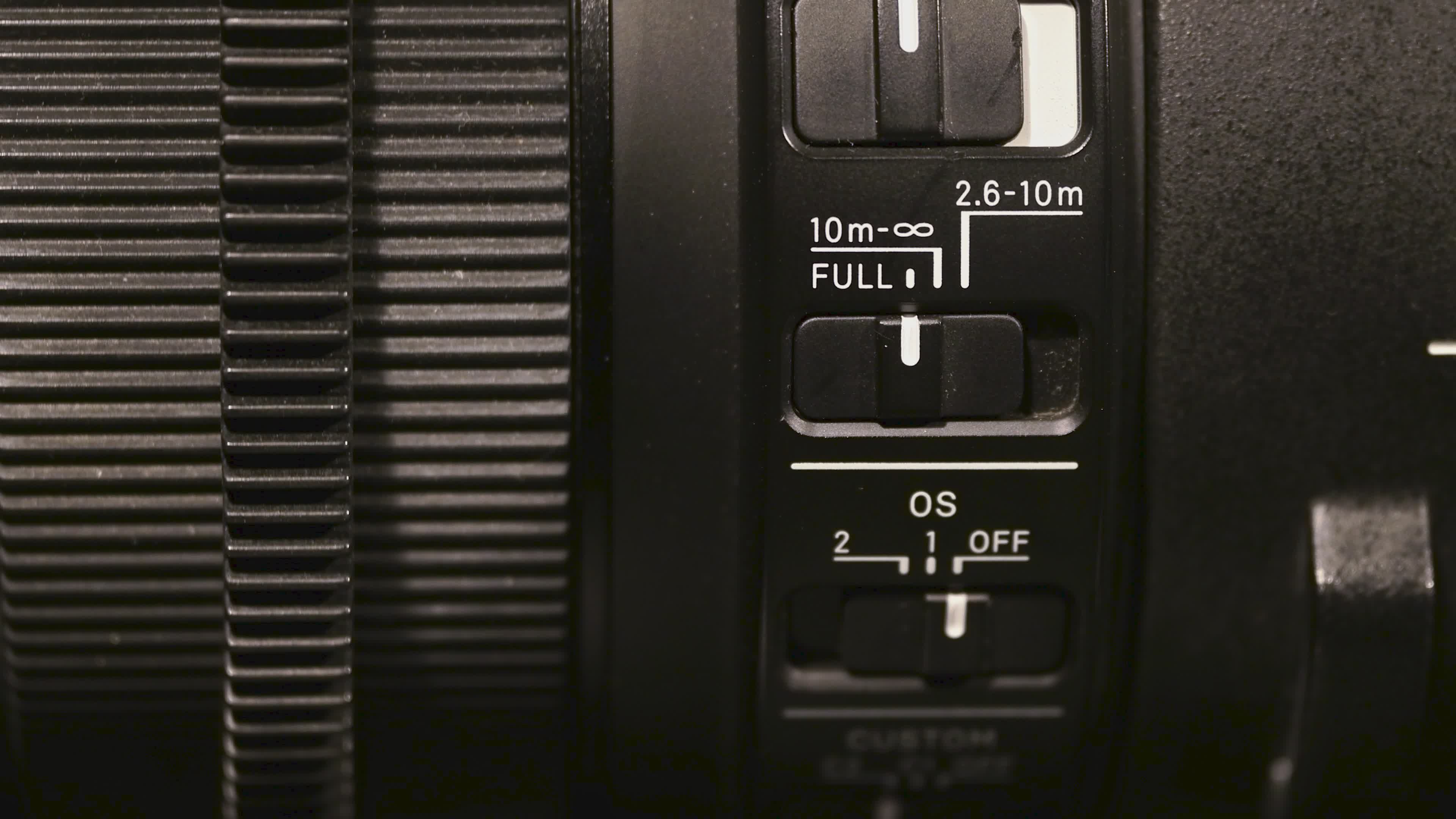 Close-Up of Camera Lens with Focus Switches Free Stock Video Footage ...