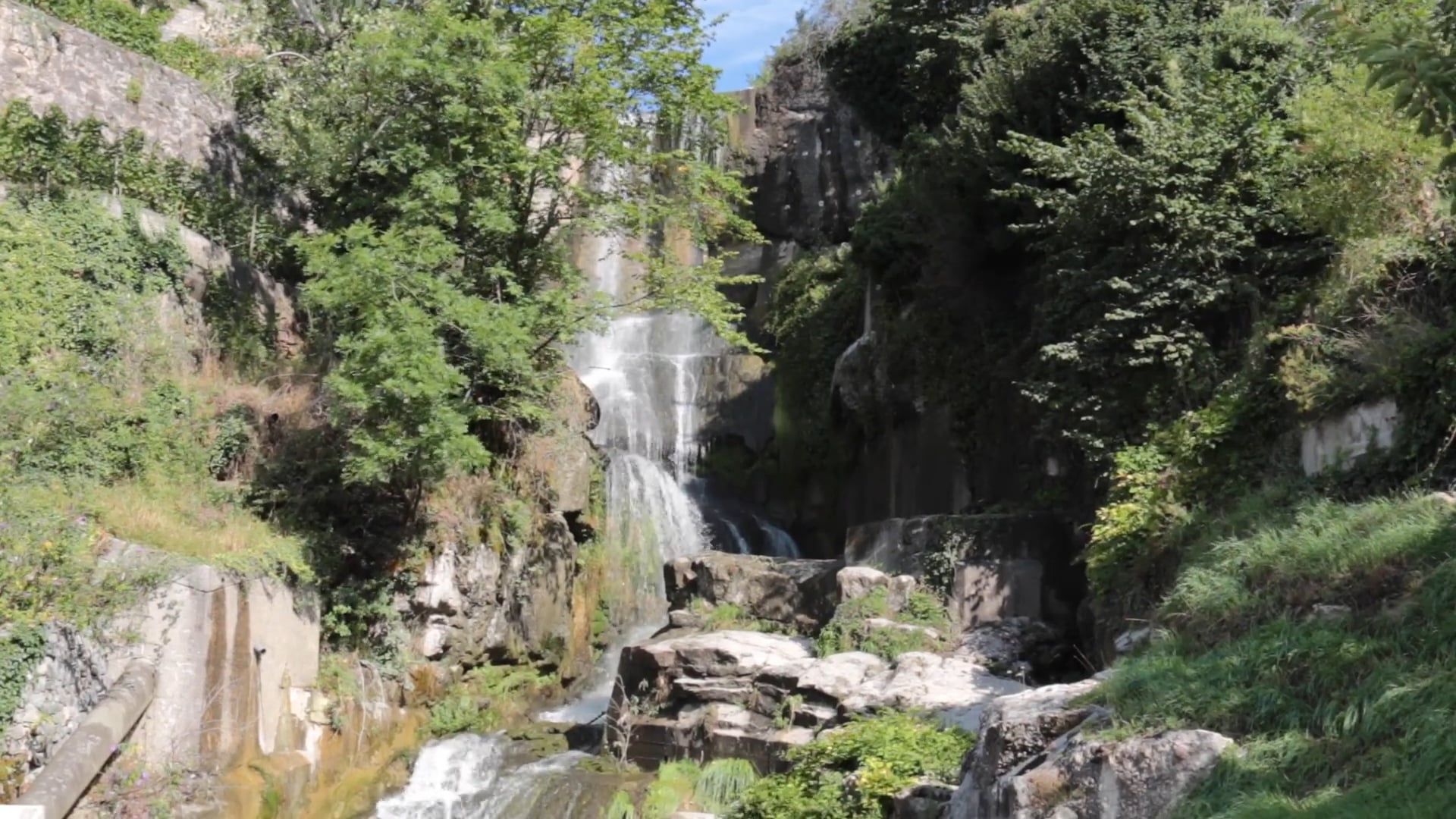 Waterfalls Cascading Through The Layers Of Rocks Formation Free Stock ...