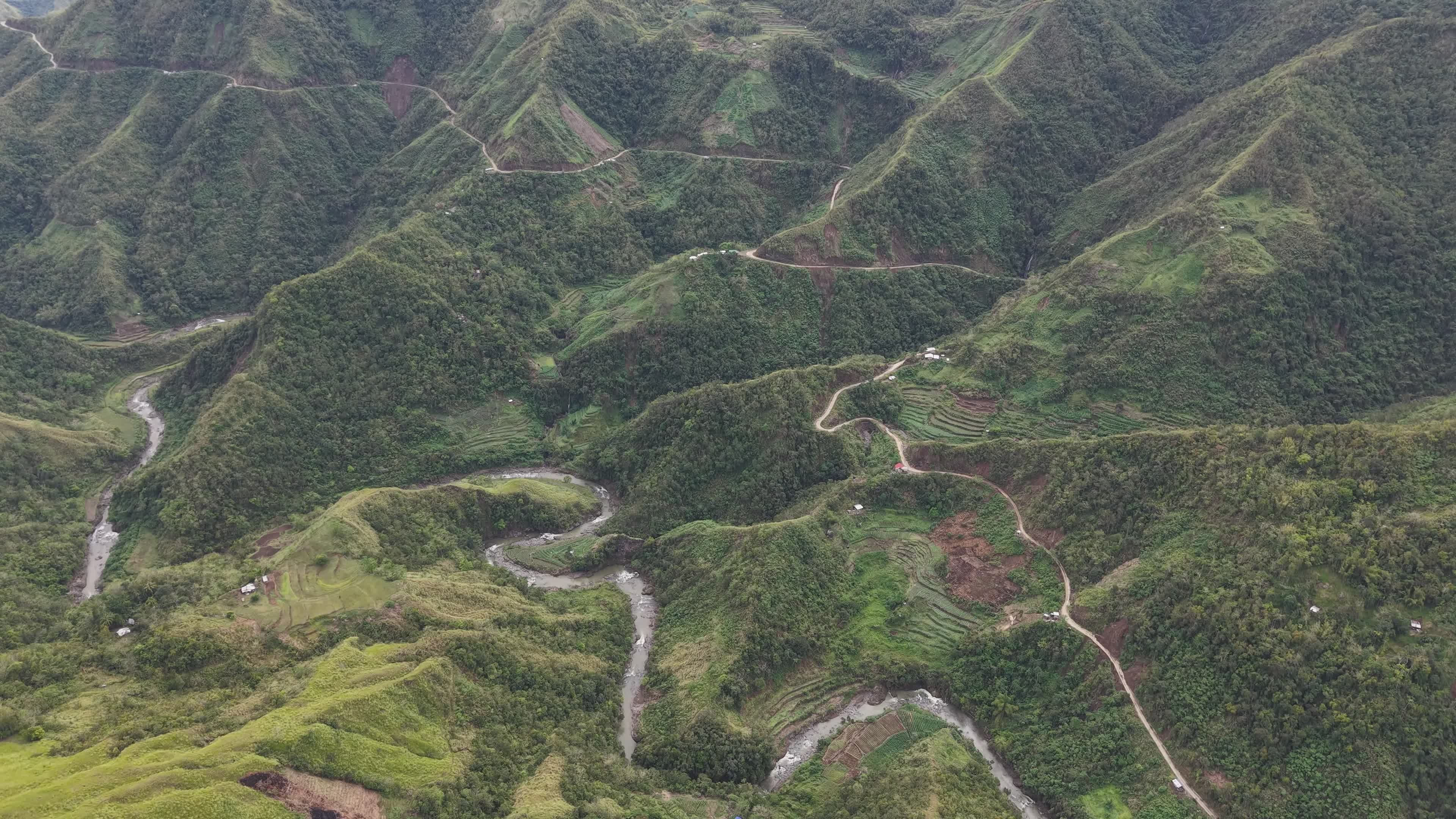 Breathtaking Aerial View of Mountain Terraces Free Stock Video Footage ...