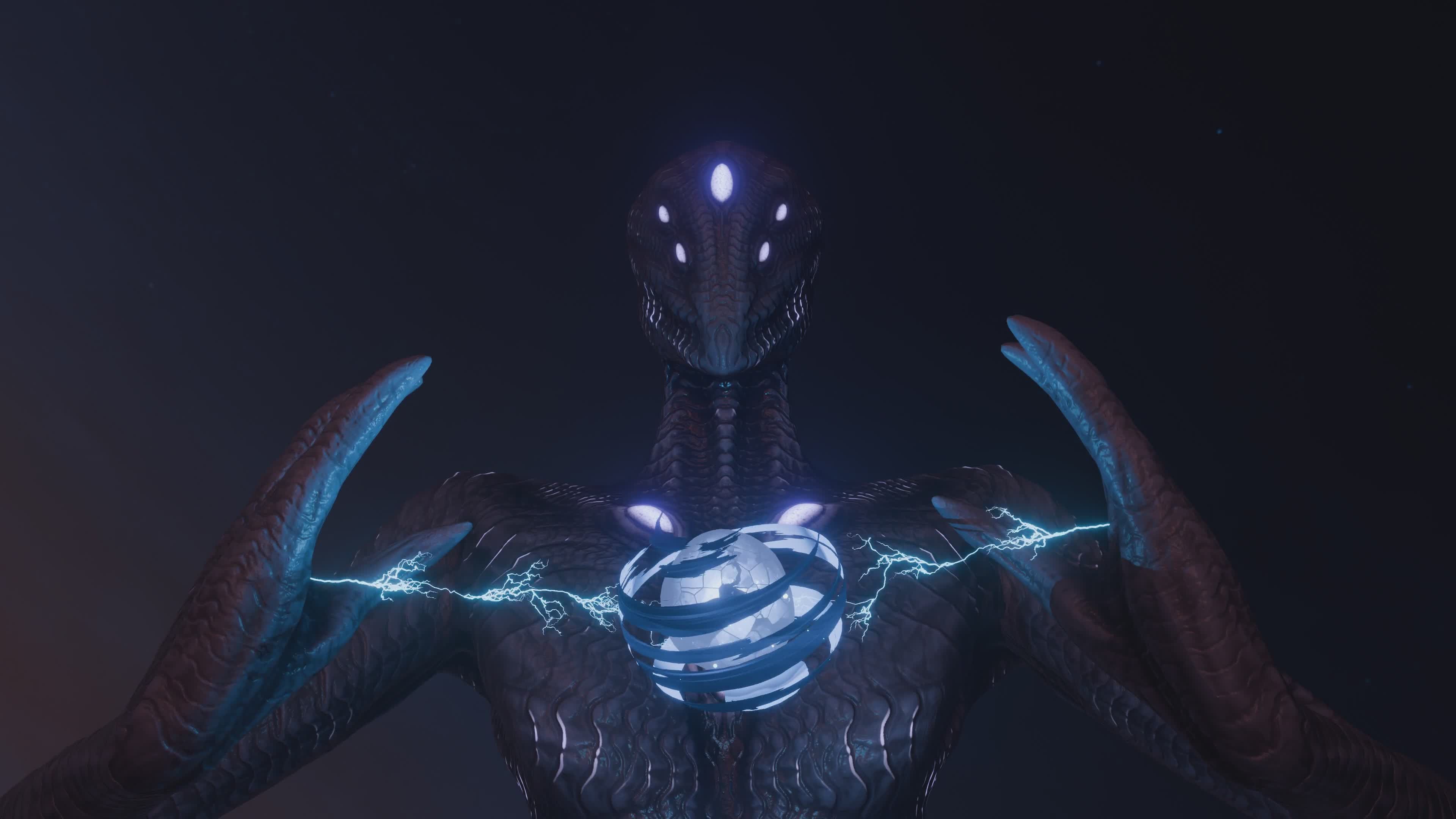 Futuristic Alien with Energy Orb Animation Free Stock Video Footage ...