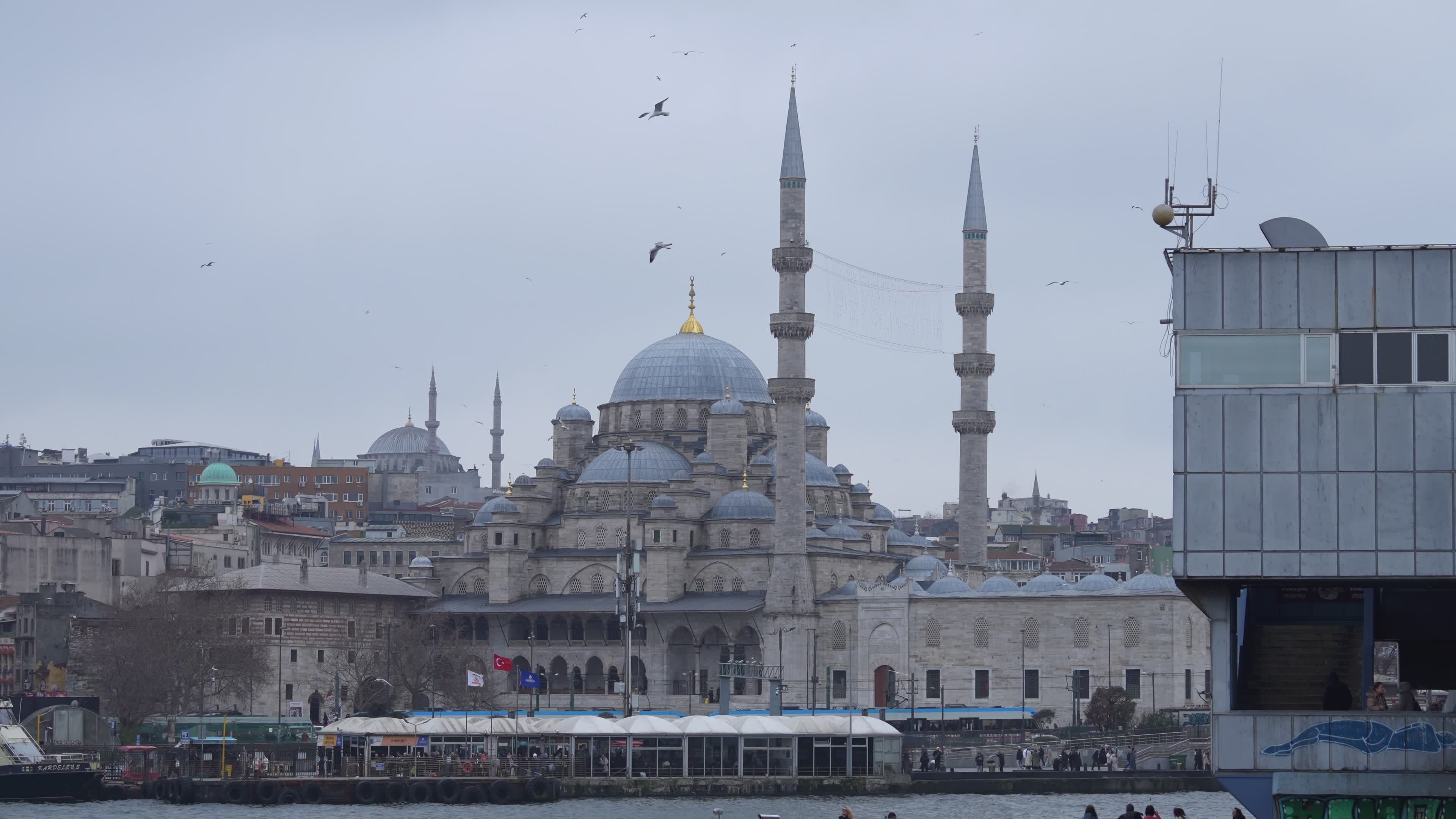 Iconic Istanbul Mosque Overlooked by Overcast Sky Free Stock Video ...