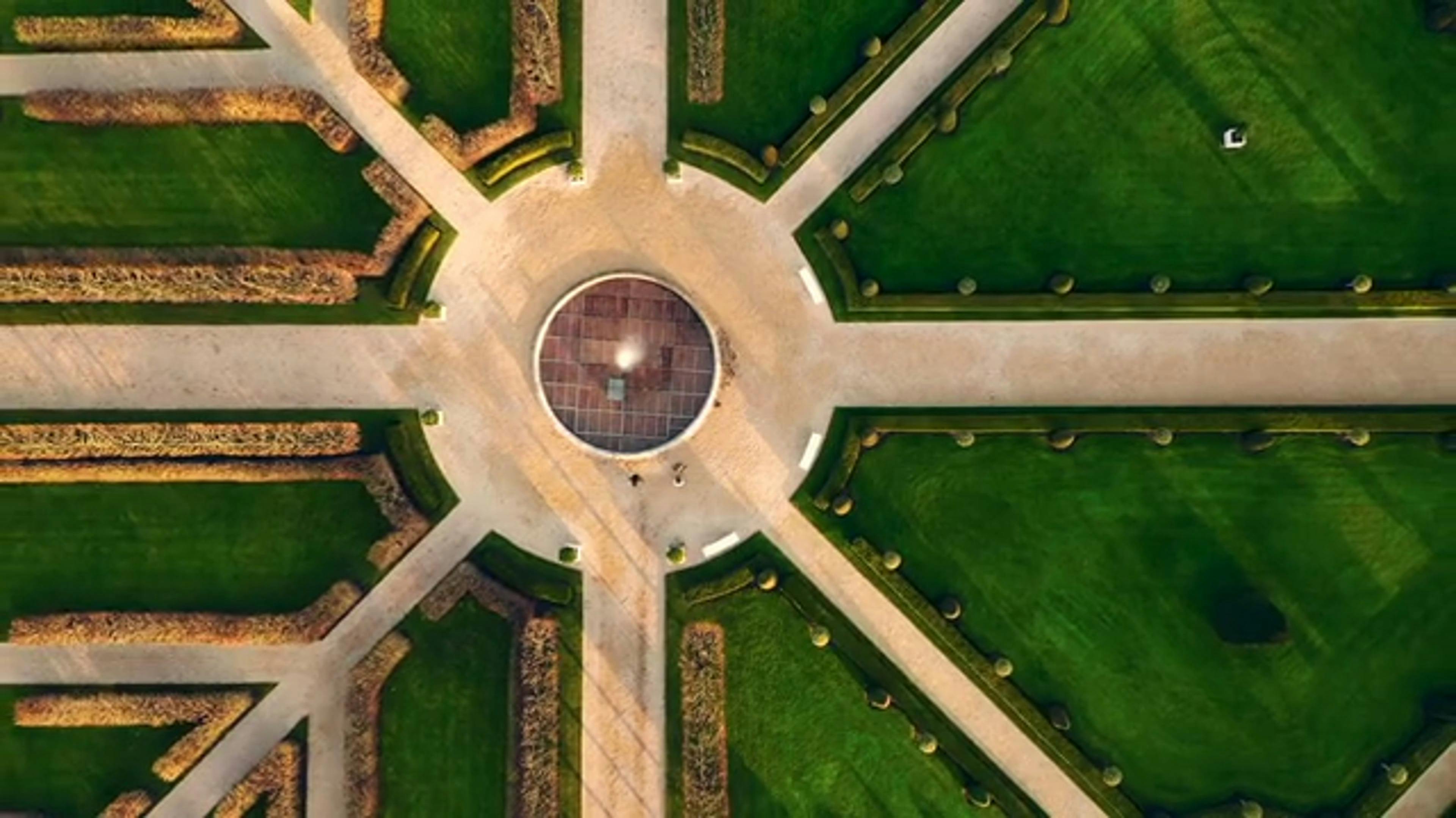 Birds-Eye View Of A Garden With Geometrical Design · Free Stock Video
