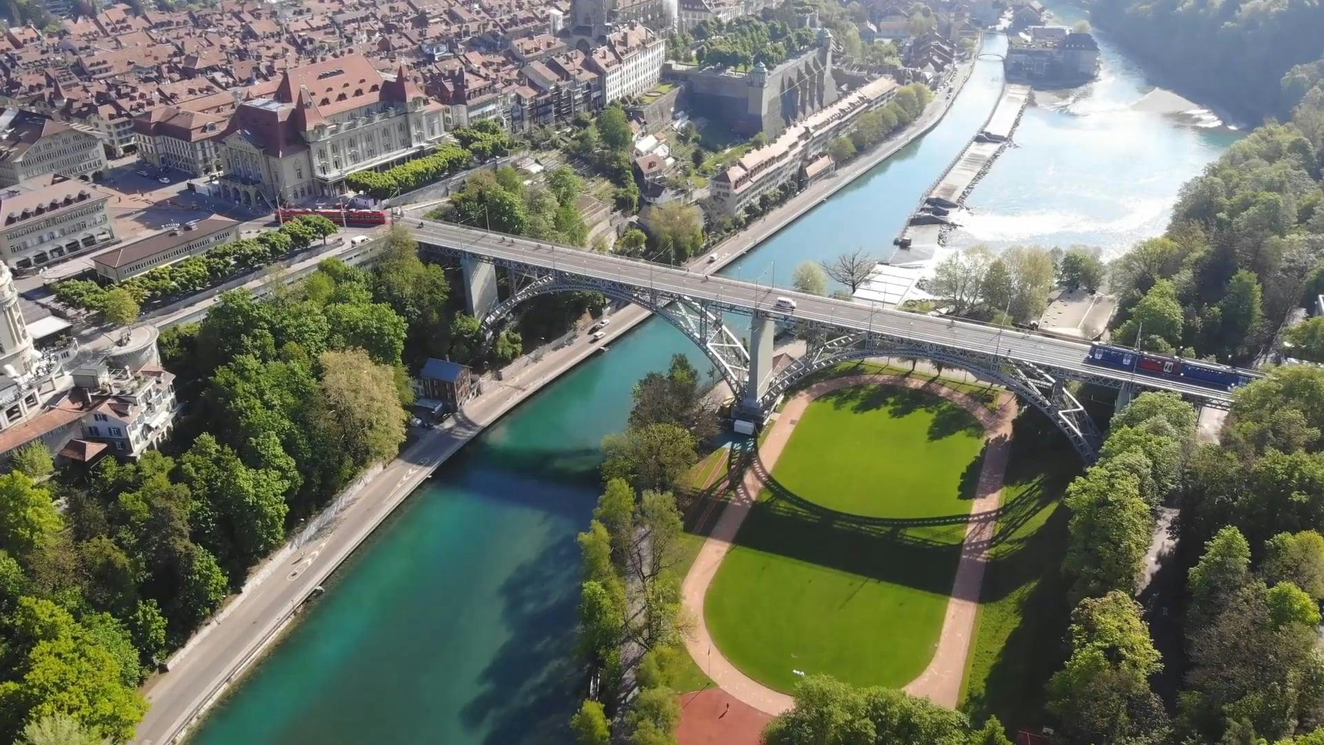 Drone Footage Of A Multi Purpose Bridge In Bern Switzerland · Free ...