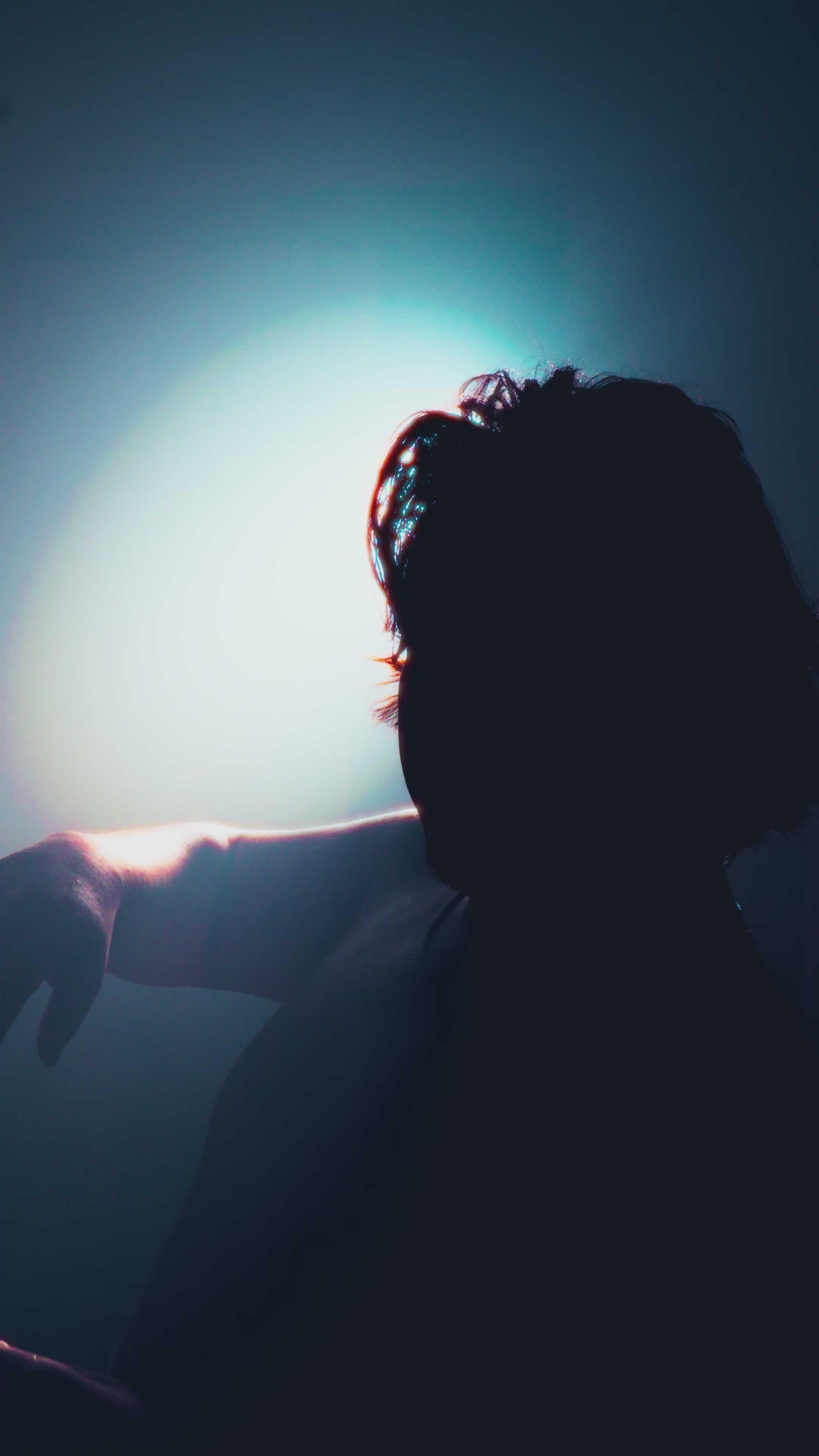 Dramatic Human Silhouette in Blue Light Free Stock Video Footage ...