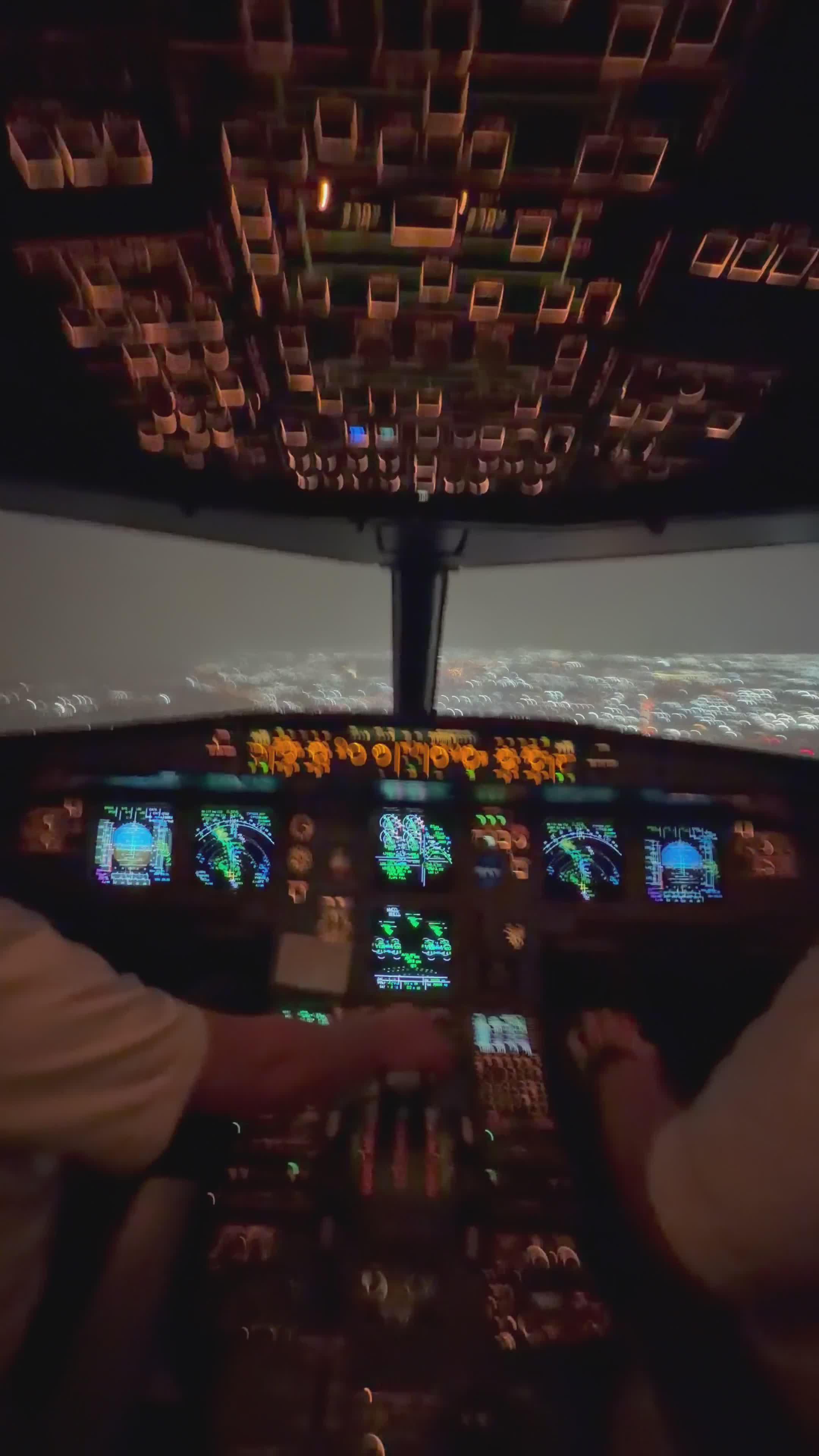 Nighttime Approach from Airplane Cockpit Free Stock Video Footage ...