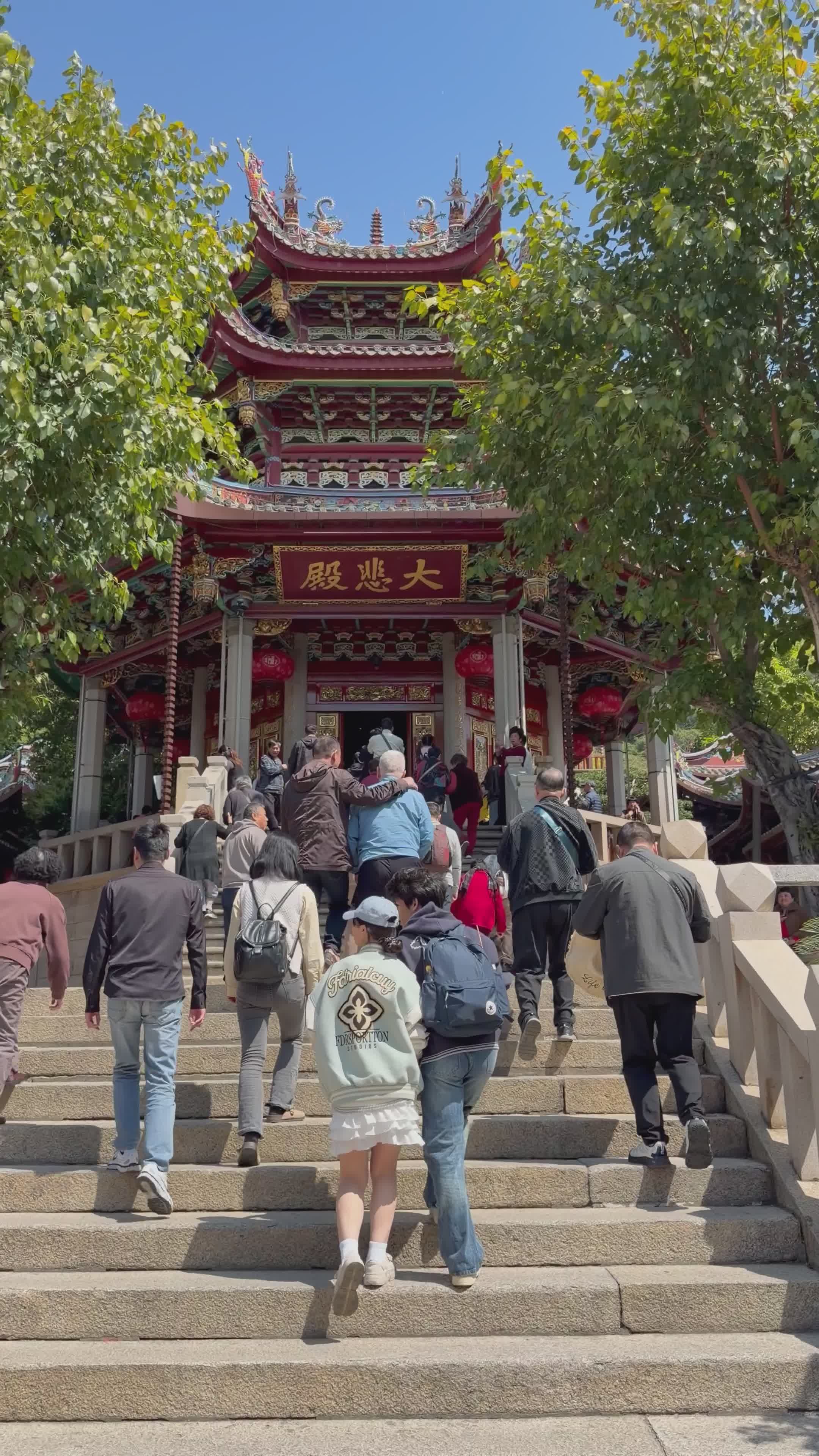 Visitors Climbing Steps to Chinese Temple Free Stock Video Footage ...