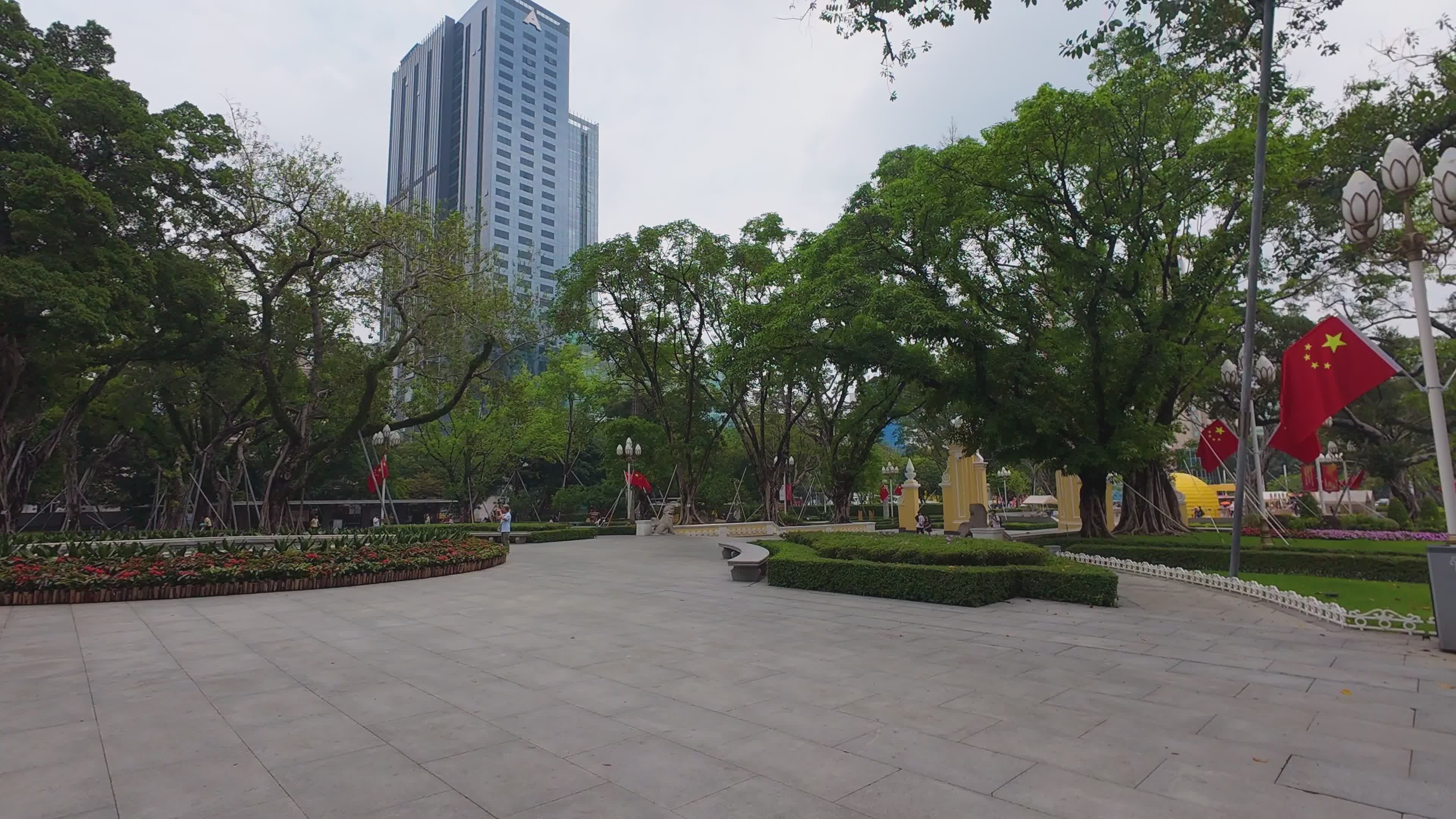 Peaceful Guangzhou Park with Skyscraper View Free Stock Video Footage ...