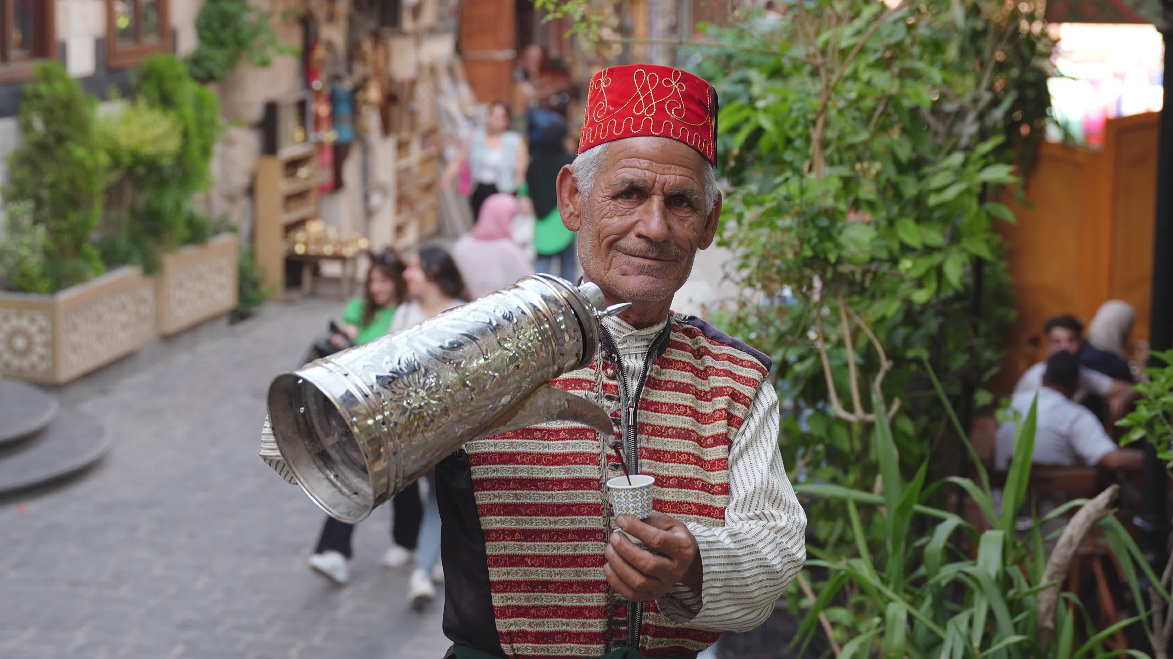 Traditional Syrian Tea Vendor in Historic Street Free Stock Video ...