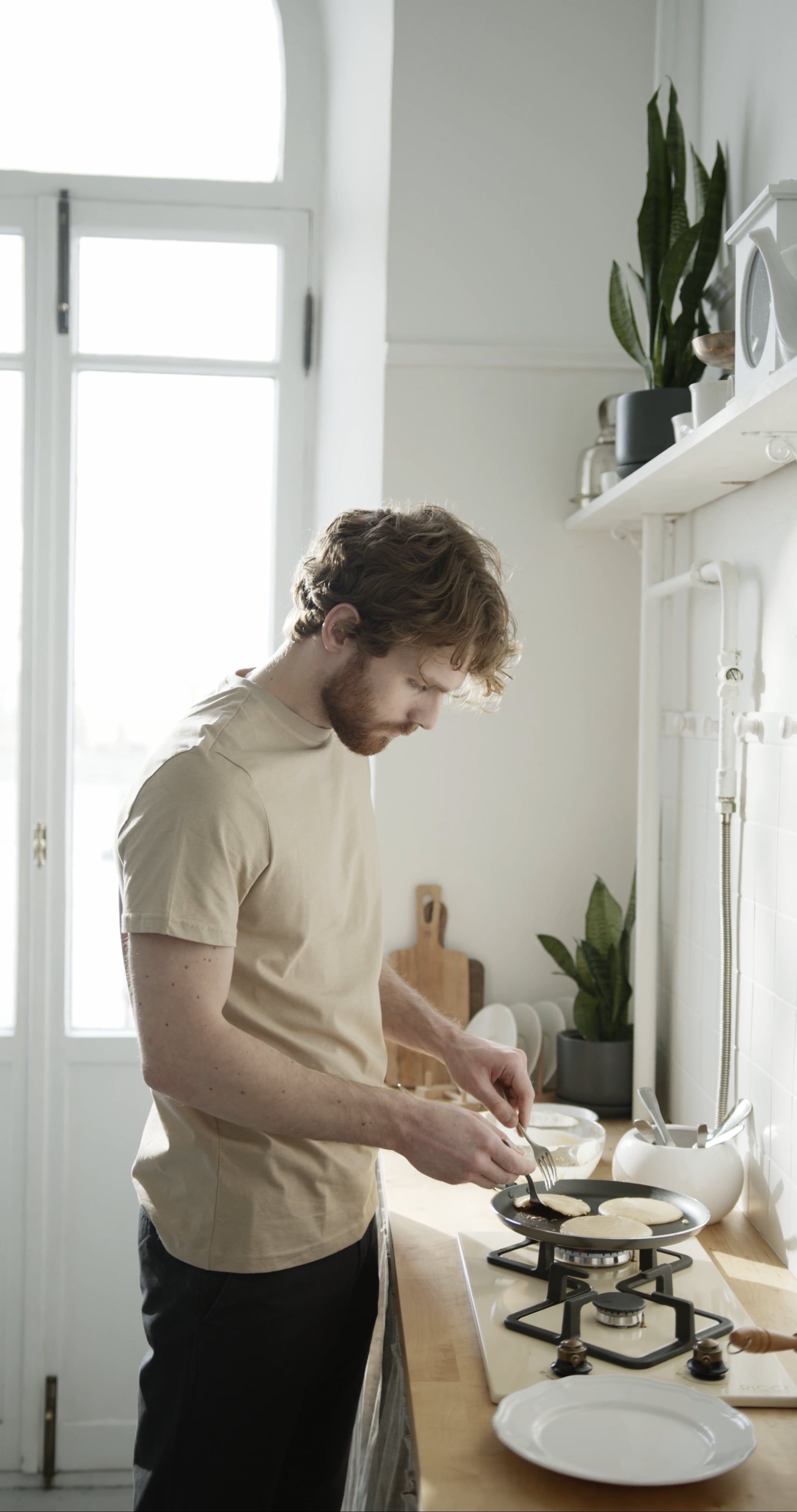A Man Making A Pancake For Breakfast · Free Stock Video