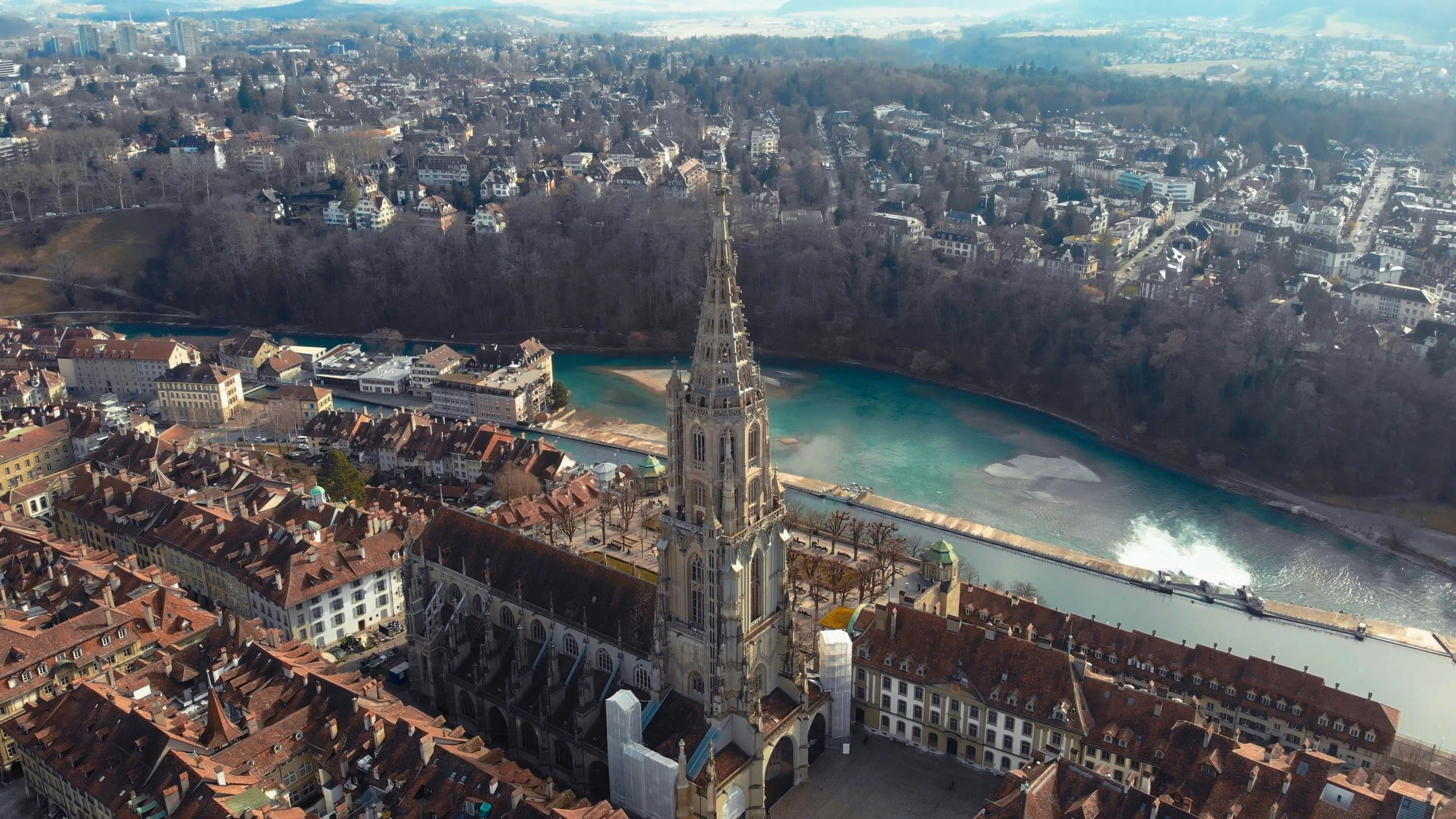 The Bern Minster Church Tower In The Old City Of Bern Switzerland Free ...