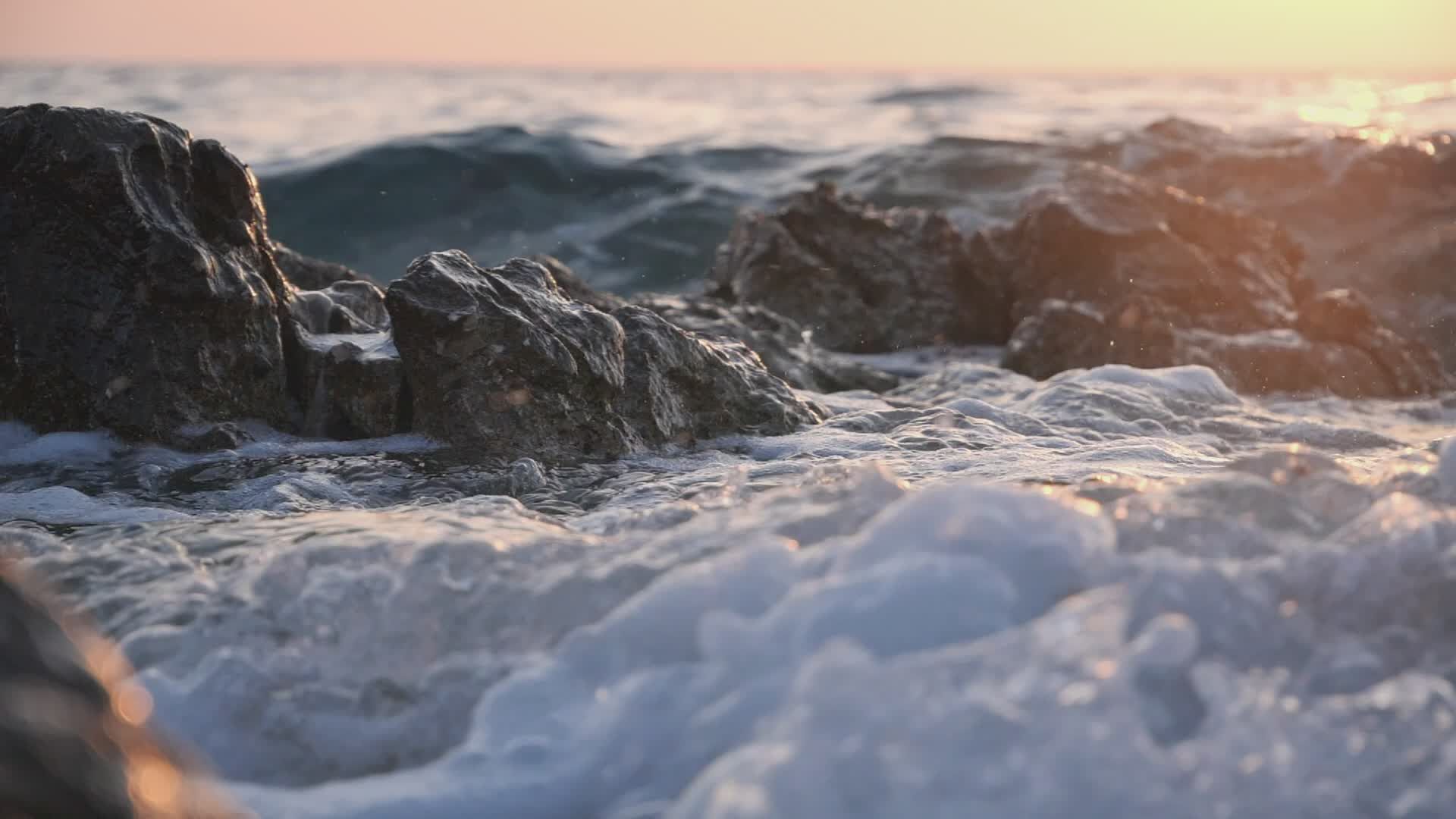 Dramatic Waves Crashing Against Rocky Shoreline Free Stock Video ...