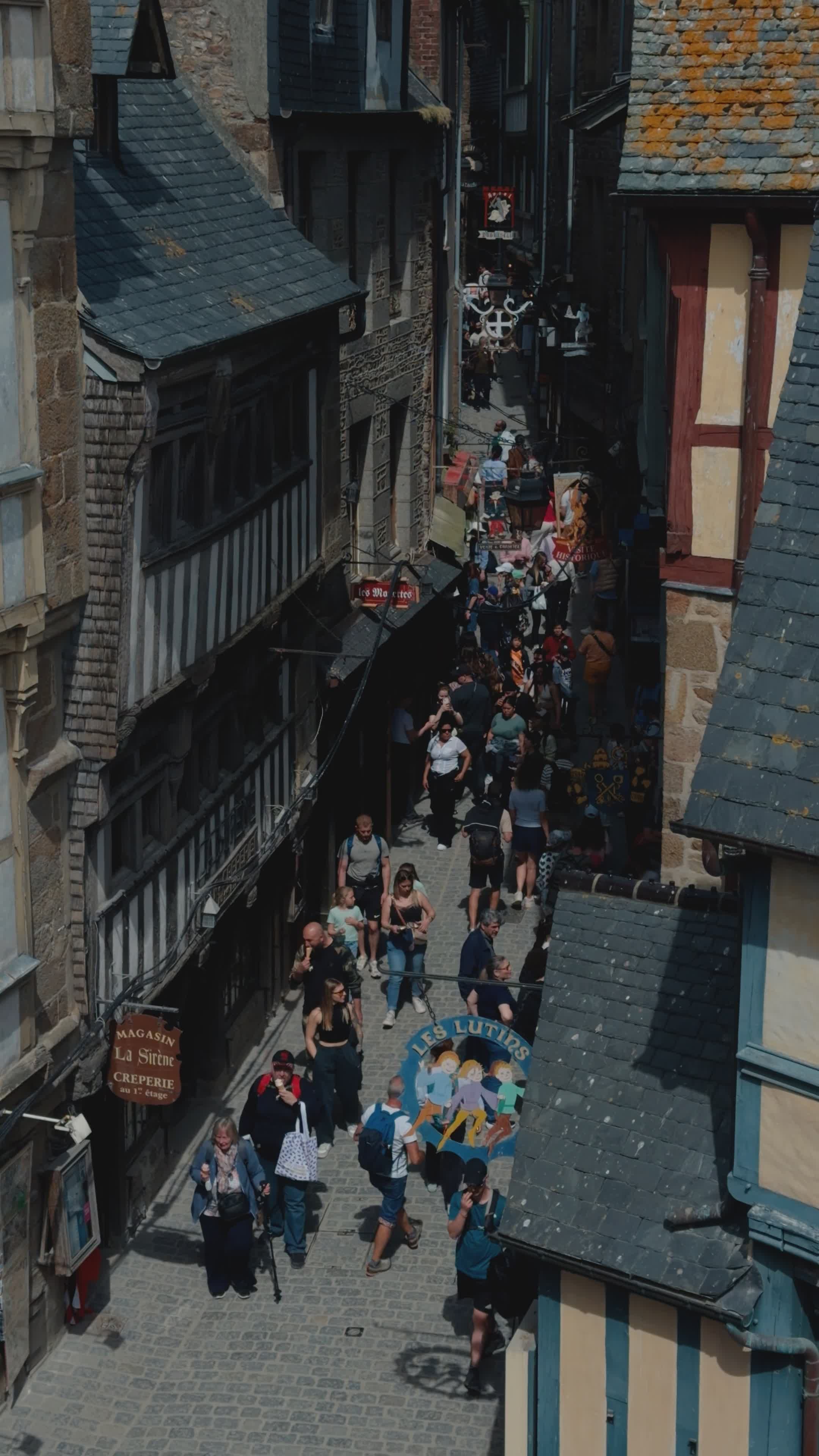 Crowded Medieval Street with Half-Timbered Houses Free Stock Video ...