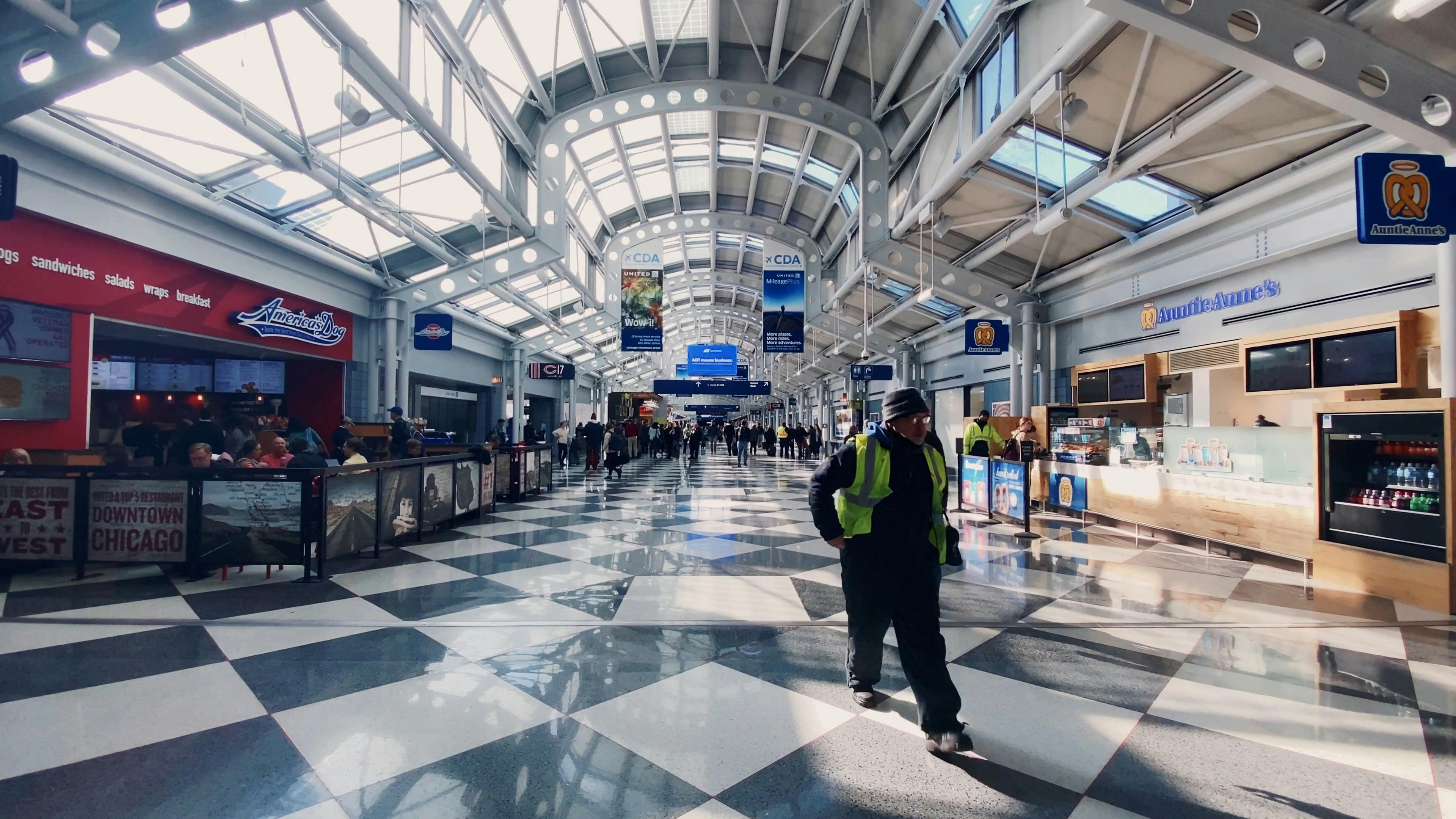 Restaurants Inside O'Hare International Airport Free Stock Video ...