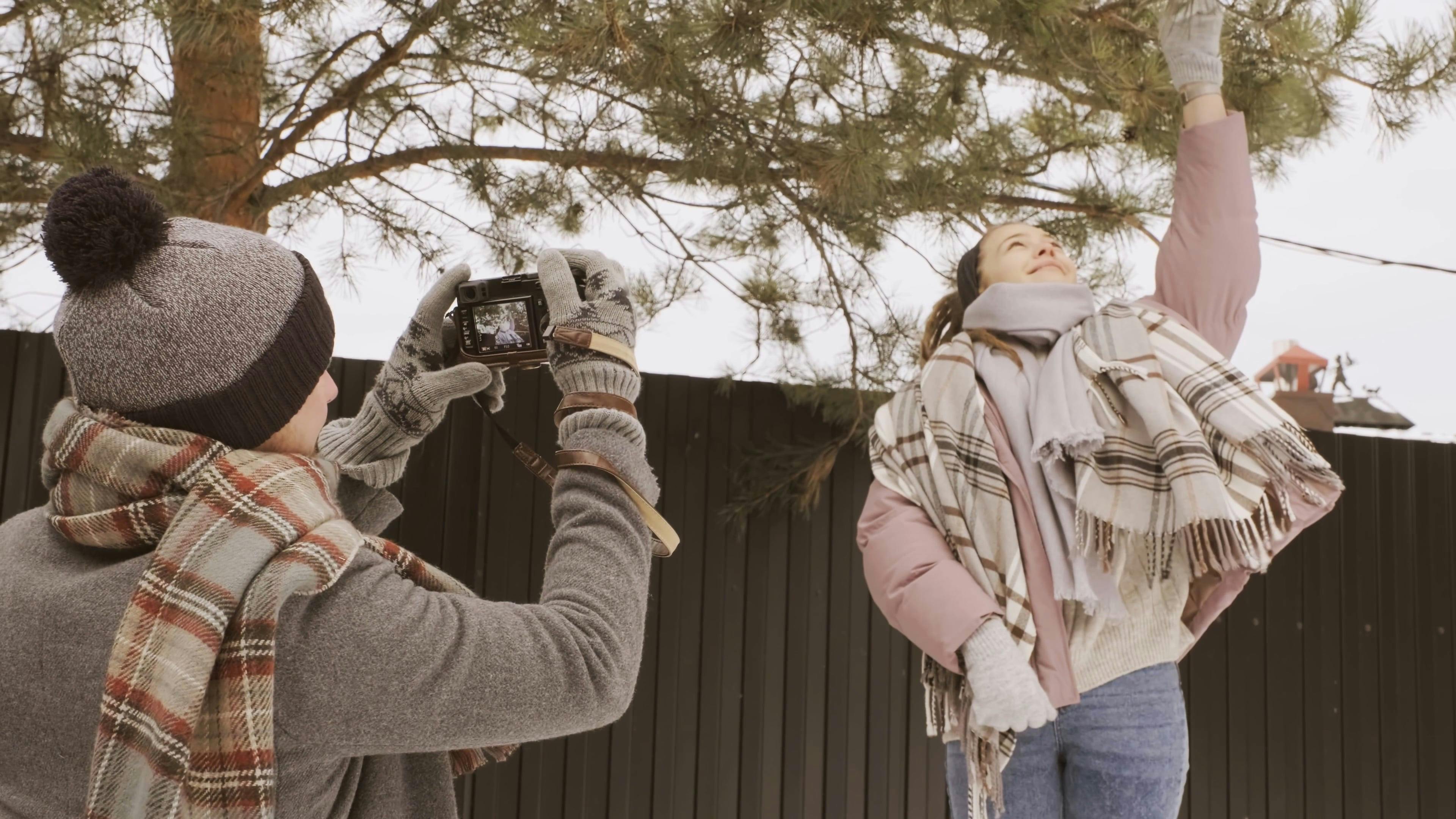 A Woman Wiggling the Tree · Free Stock Video