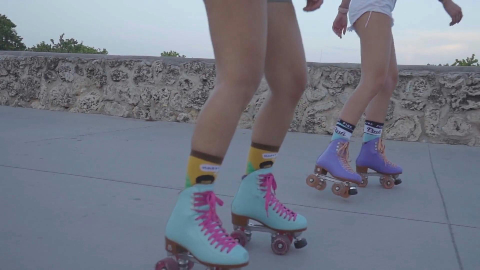 Knee Level Shot of Females Roller Skating Free Stock Video Footage ...