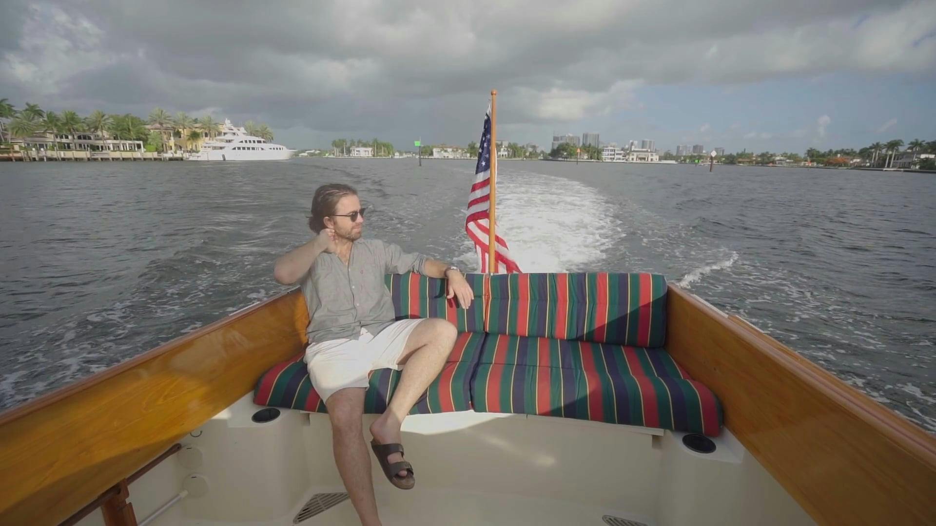 Man In The Boat Enjoying The Ride And The View · Free Stock Video