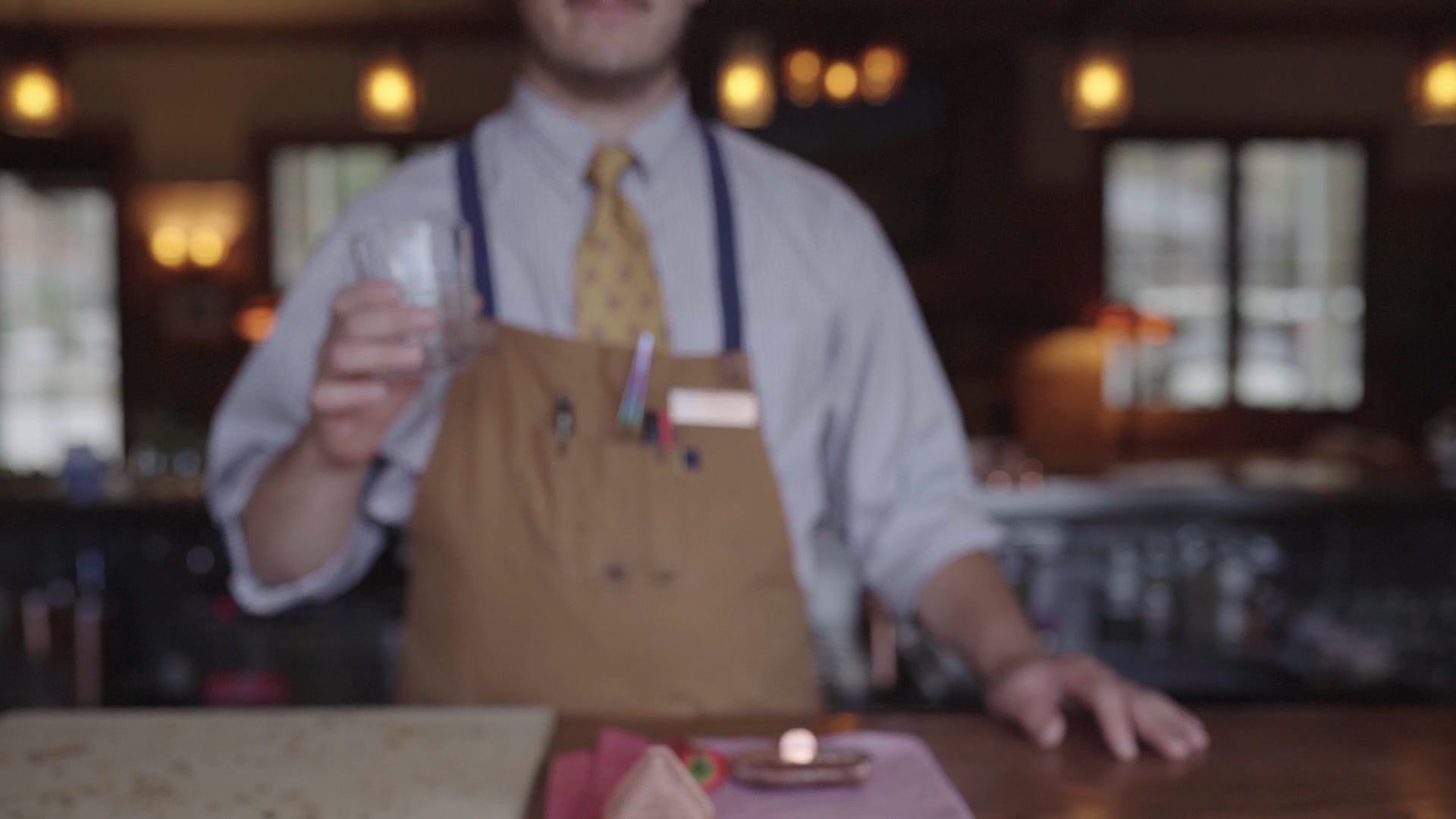 Man Placing An Empty Drinking Glass On The Counter Free Stock Video ...