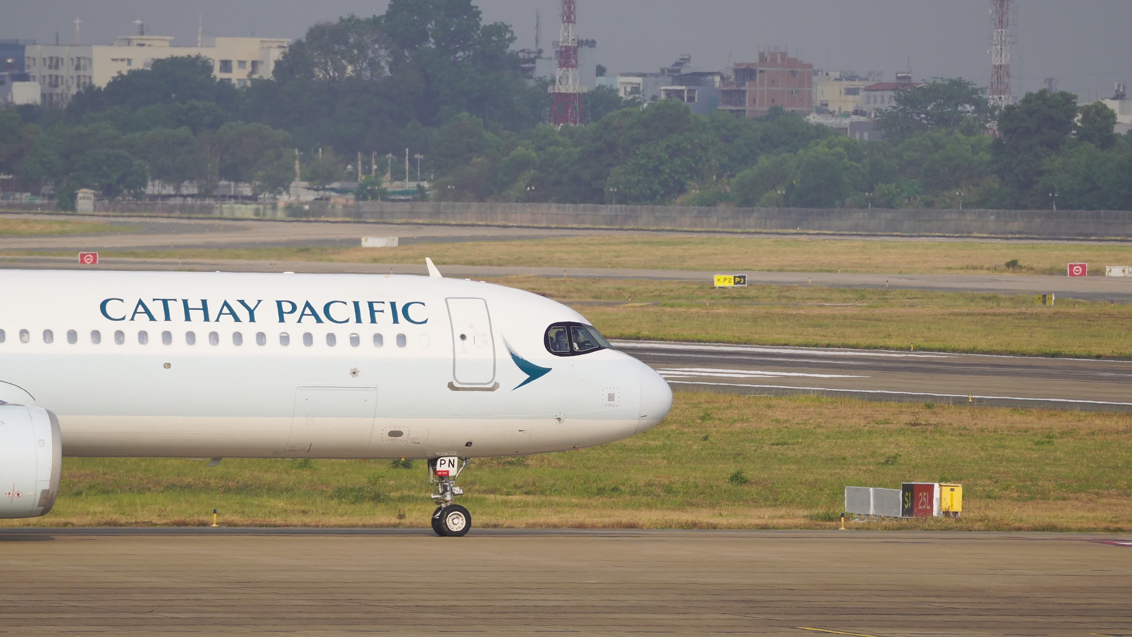Cathay Pacific Aircraft on Airport Runway Free Stock Video Footage ...