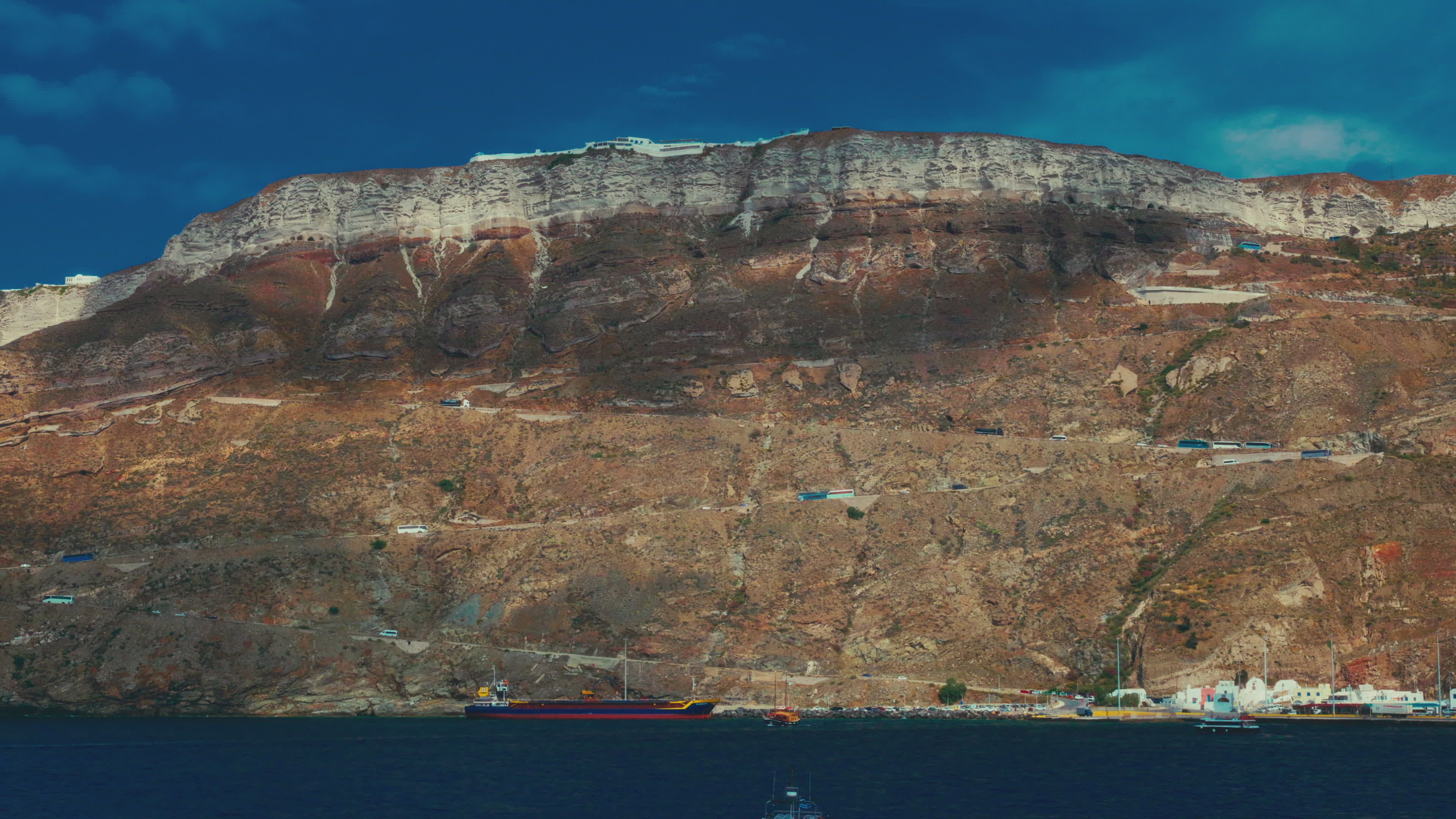 Aerial View of Santorini Cliffs in Greece Free Stock Video Footage ...