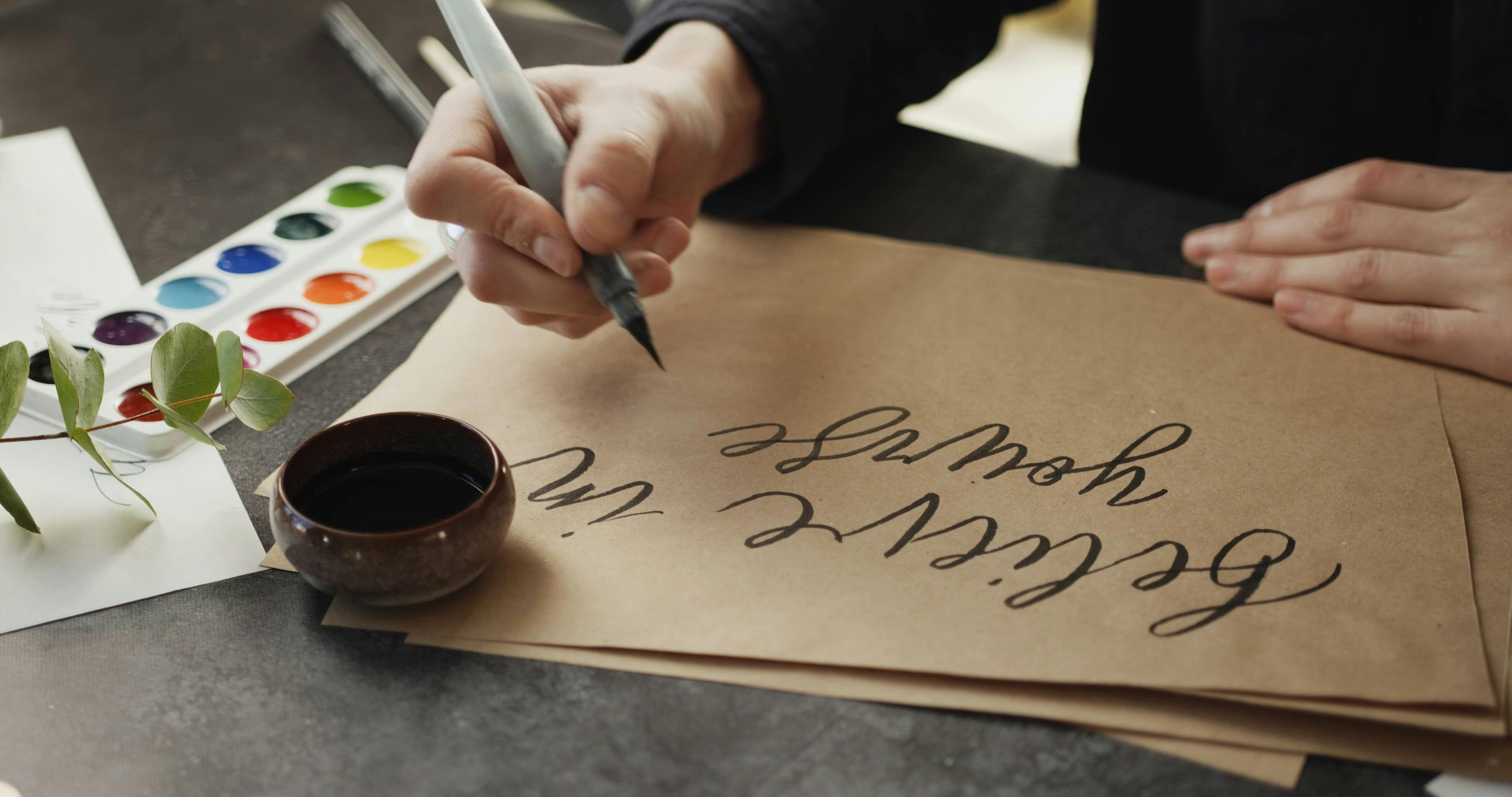 Writing Motivational Words In Calligraphic Form Free Stock Video ...