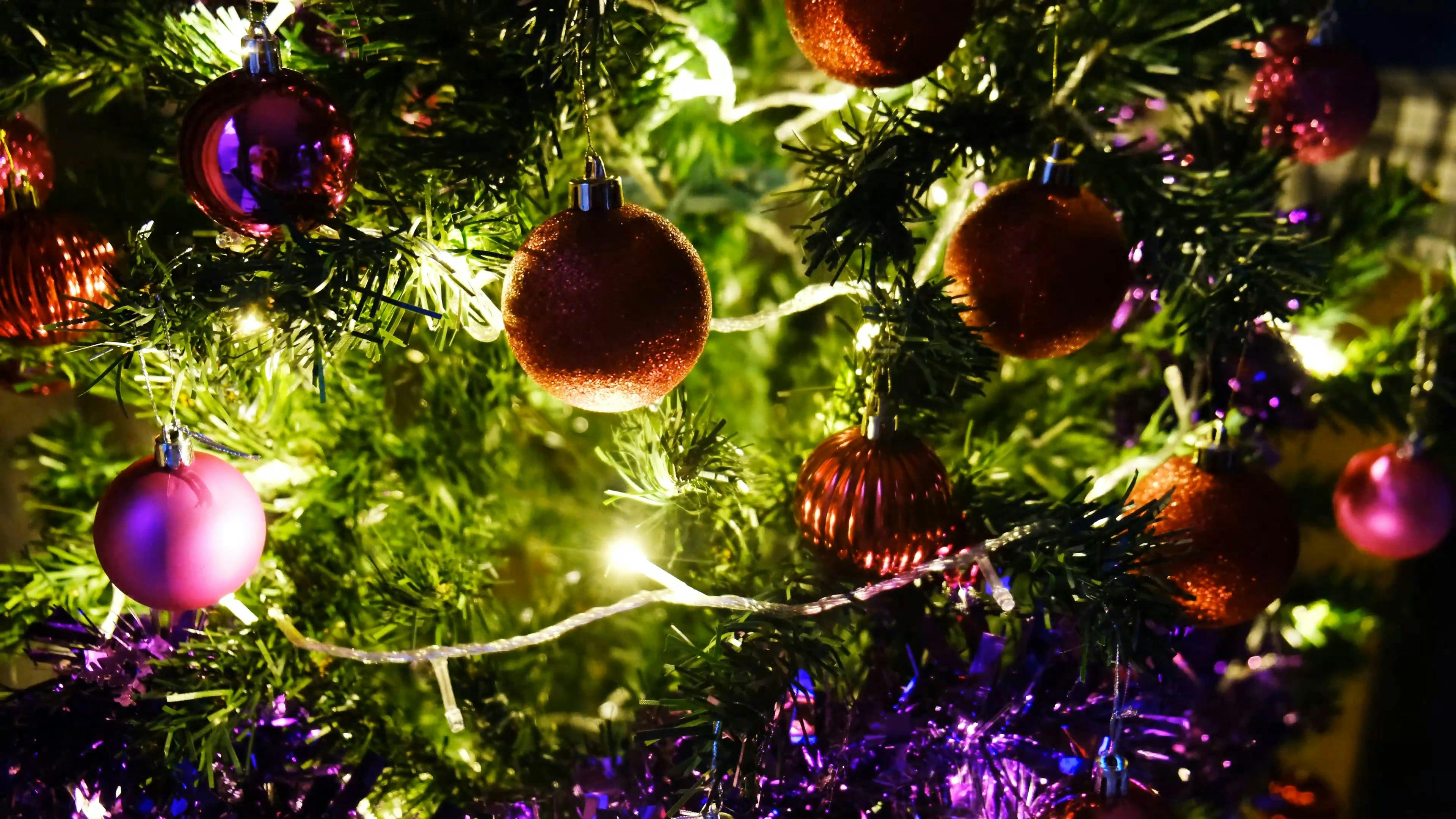 Close Up Shot of Christmas Tree with Blinking Lights Free Stock Video ...