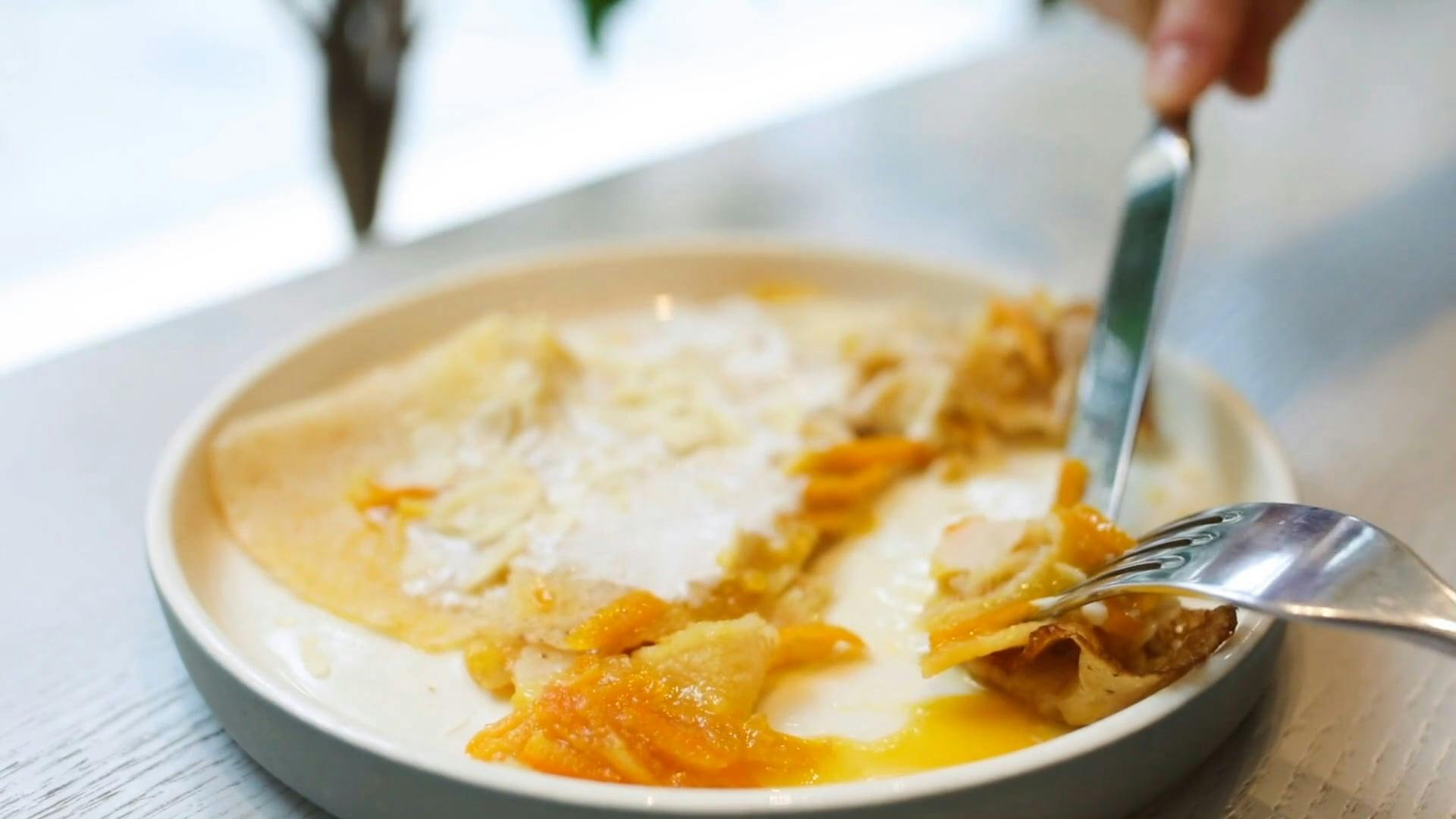 A Close Up of a Person Eating a Crepe Free Stock Video Footage, Royalty ...