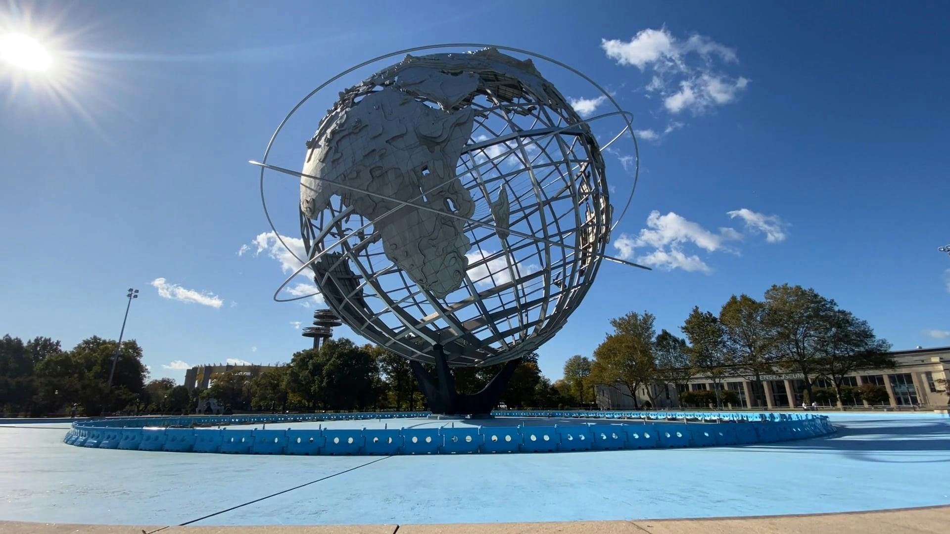 The World's Fair Globe In Corona Park New York · Free Stock Video