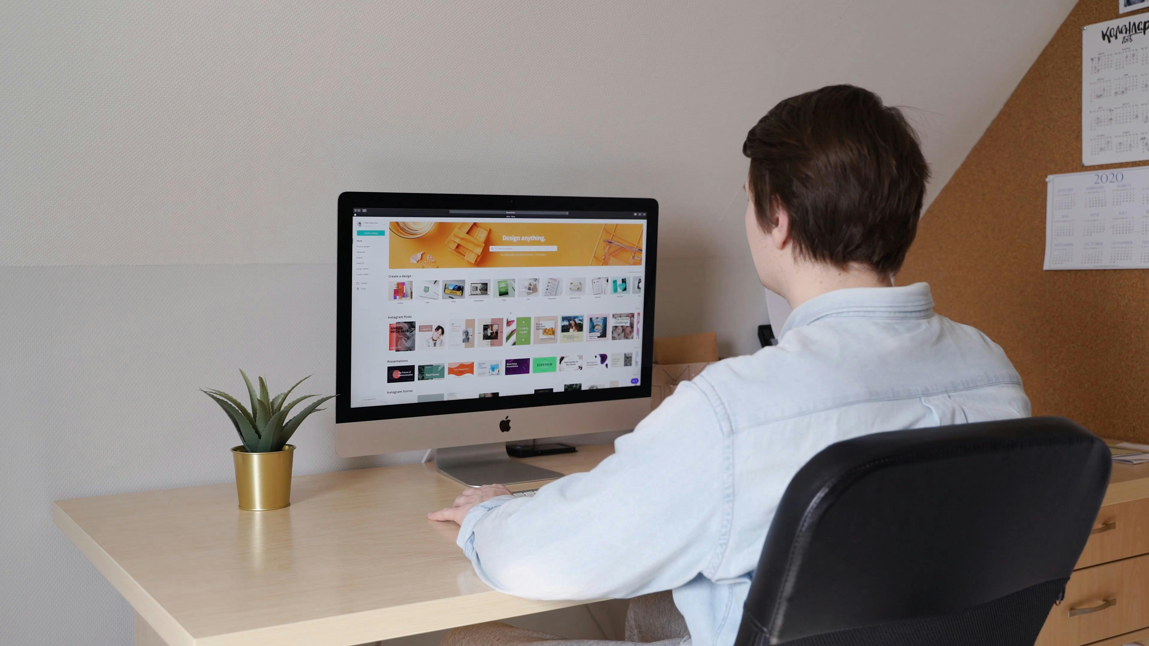 Man Using Computer at Home · Free Stock Video