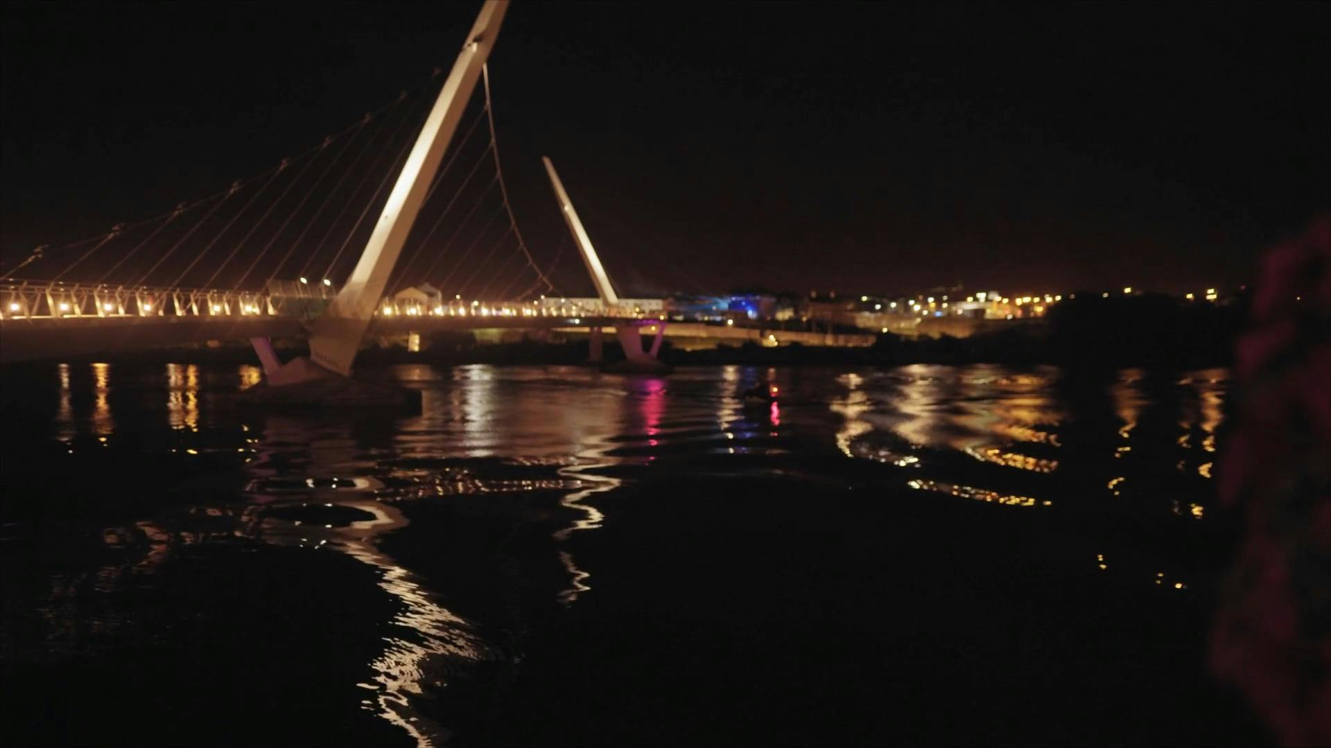 Lights Reflection On The Dark Surface Of A River At Night Free Stock ...