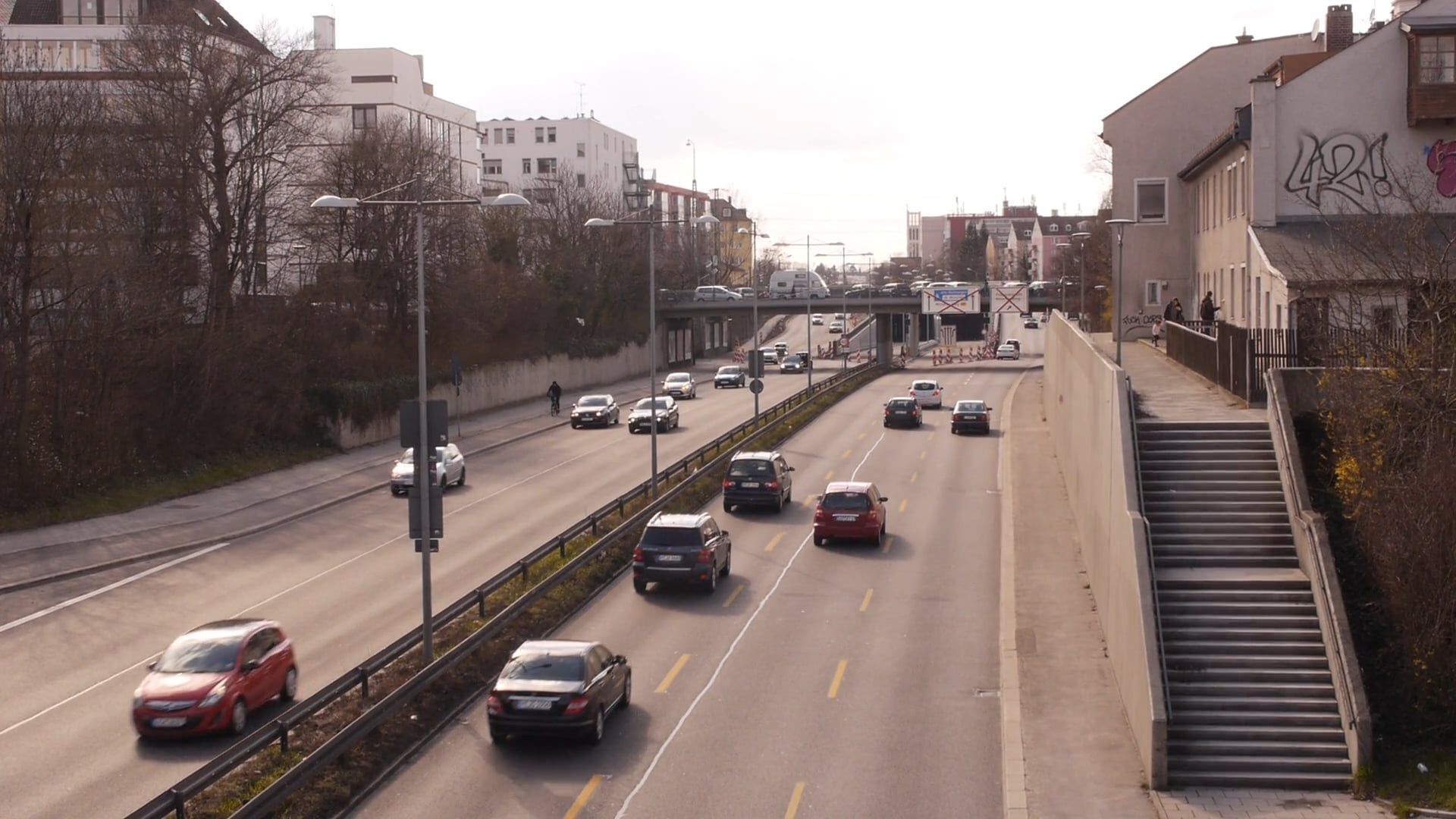 A Multi Lane Highway In The City · Free Stock Video