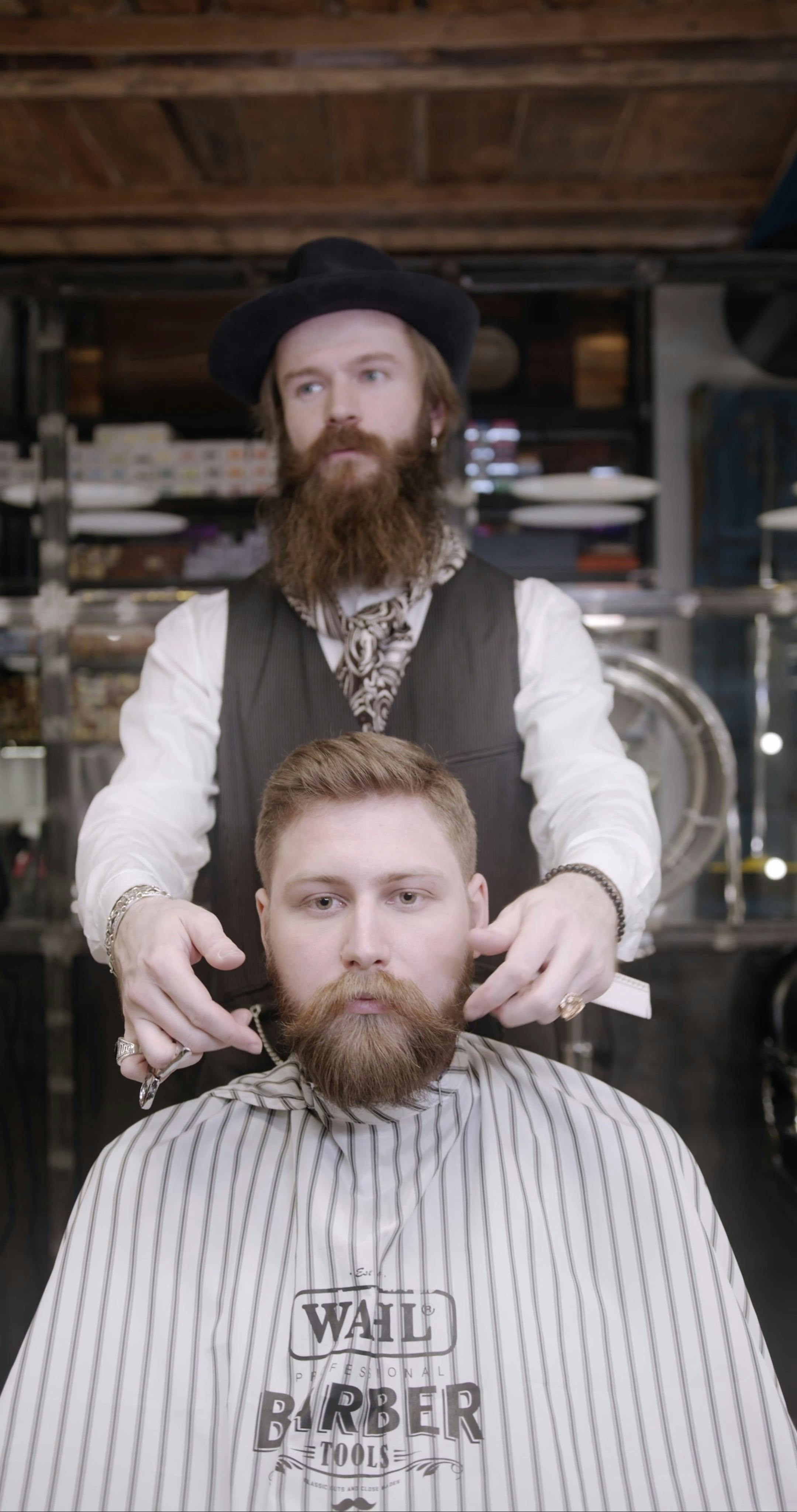 A Barber Shaping A Man's Moustache · Free Stock Video