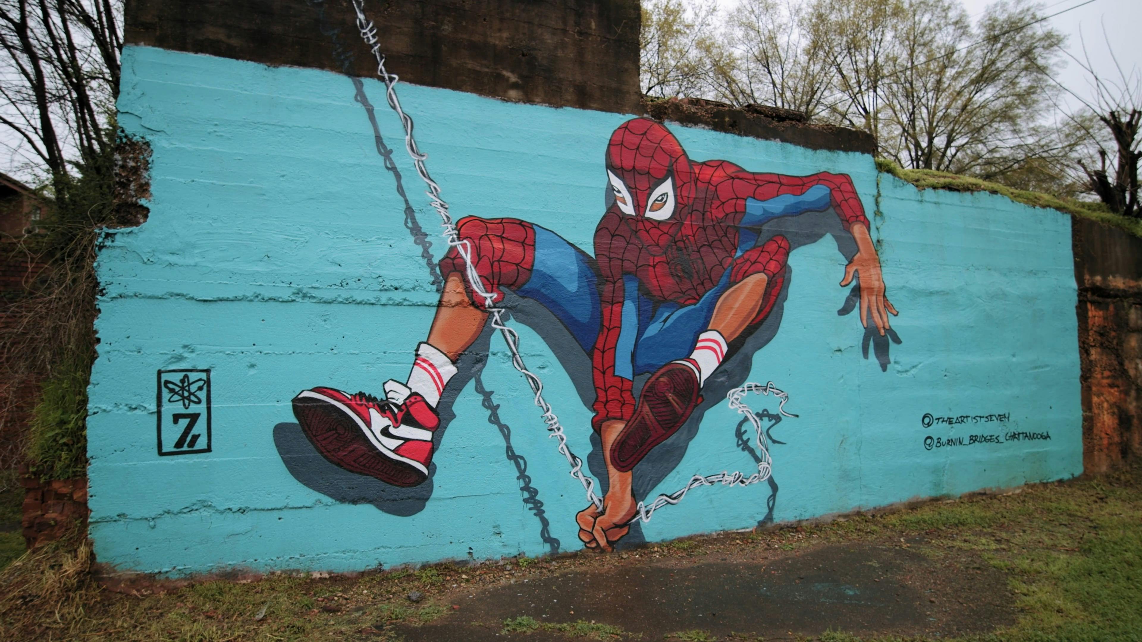Mural Painting Of Spider Man On A Wall · Free Stock Video